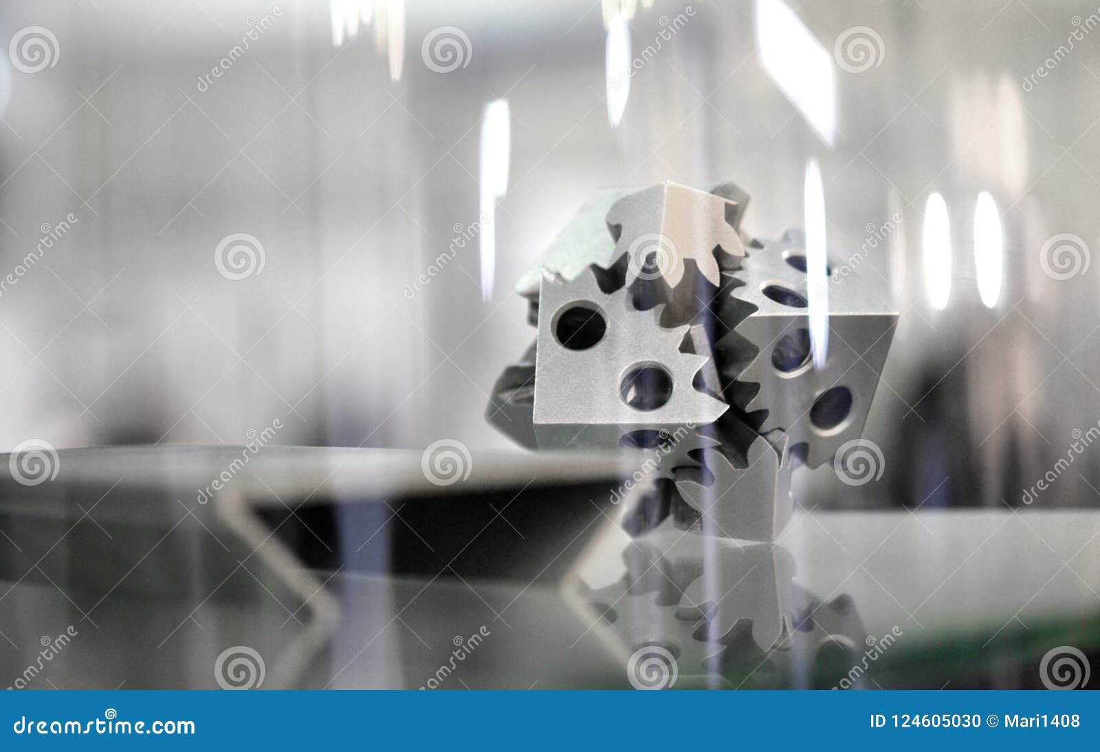 Selective Laser Melting. Object Printed on Metal 3d Printer Close-up ...