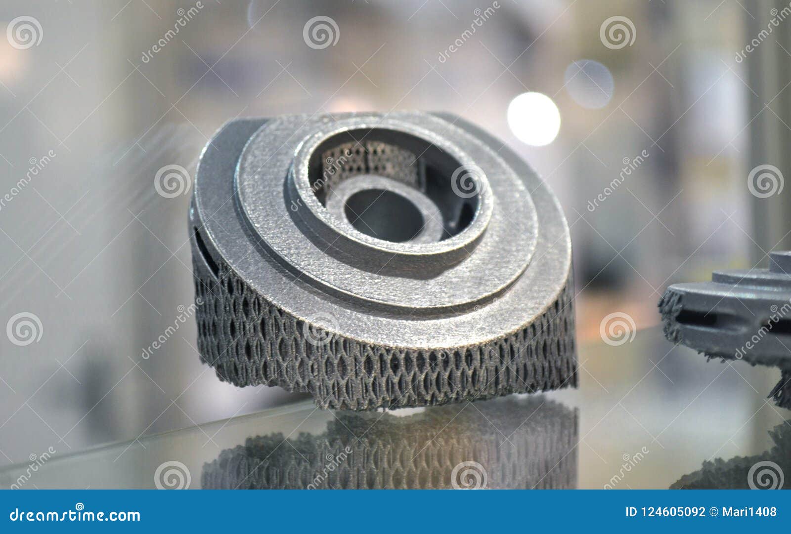 Selective Laser Melting. Object Printed on Metal 3d Printer Close-up ...