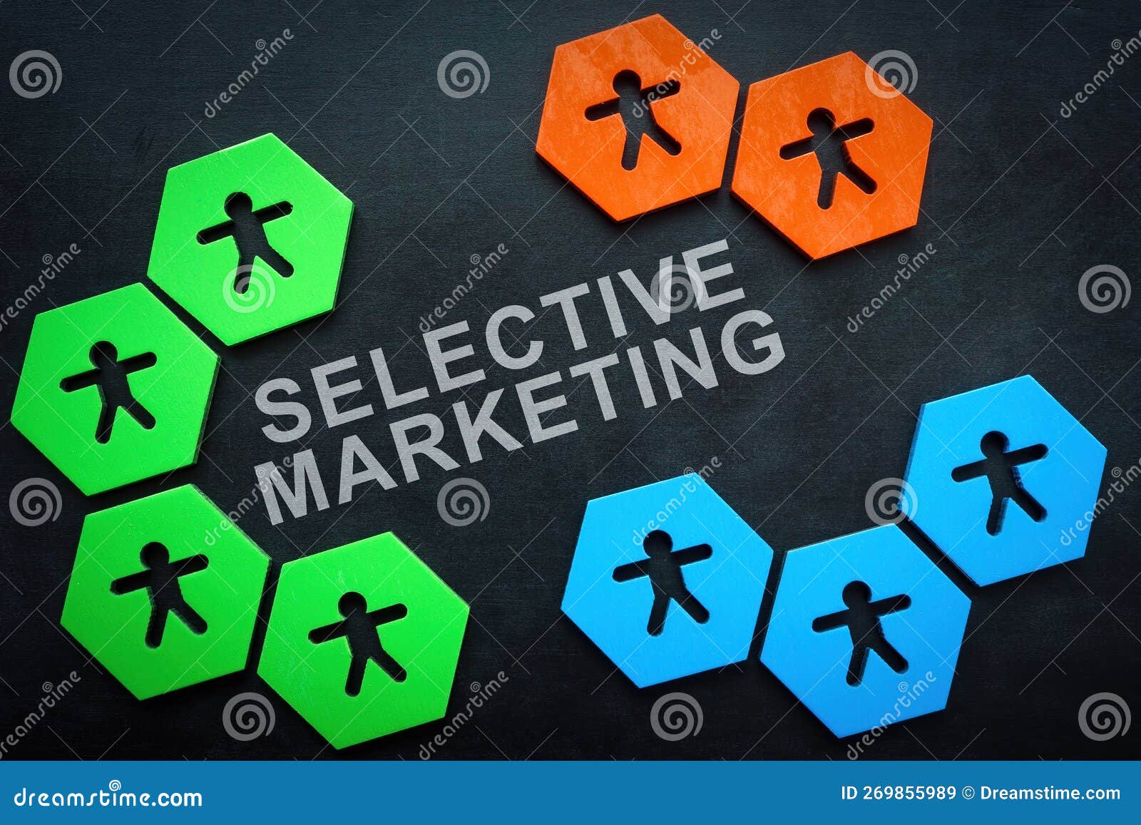 Selective Marketing Sign and Plates with Figures. Stock Image - Image ...