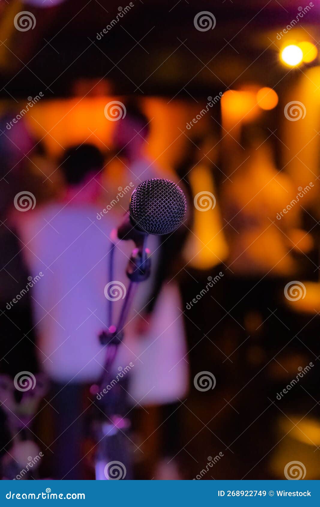 Selective of a Microphone in a Club Stock Image - Image of stand, club ...