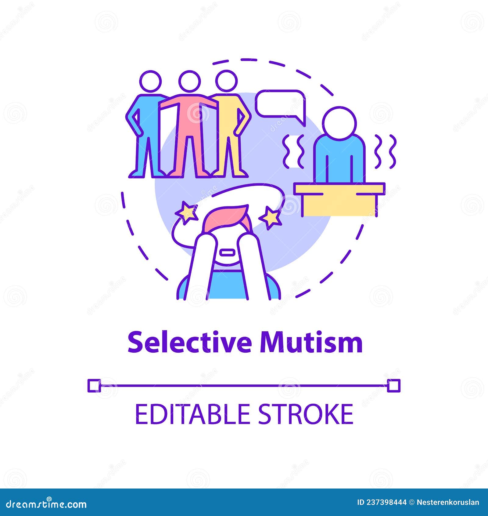 Selective Mutism Concept Icon Stock Vector - Illustration of lined ...