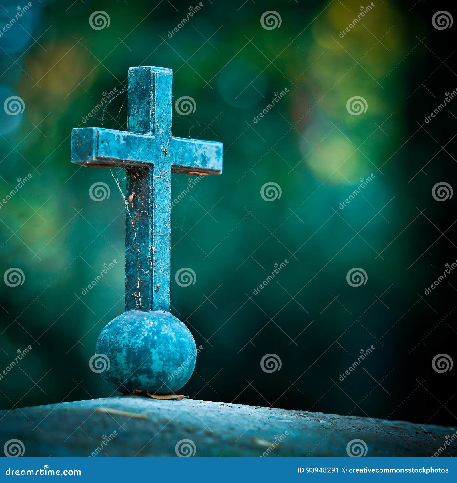 Selective Photo Of Teal Cross Decor Picture. Image: 93948291