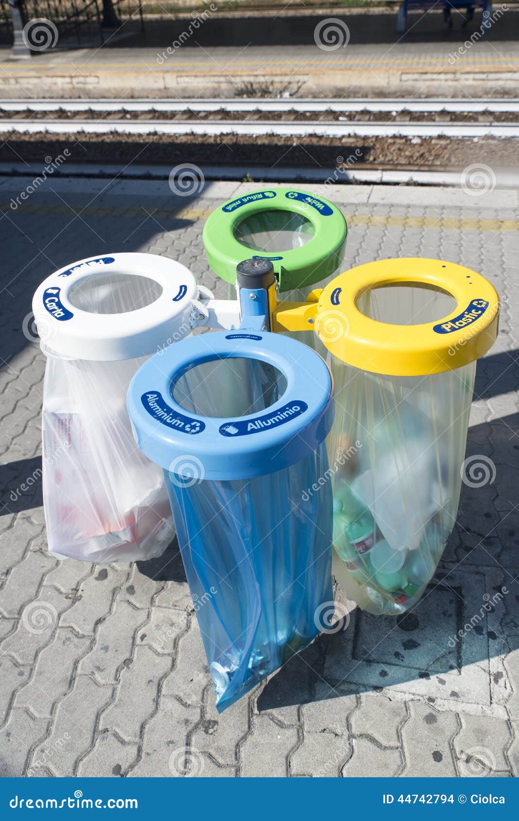 Selective trash containers editorial stock image. Image of green - 44742794