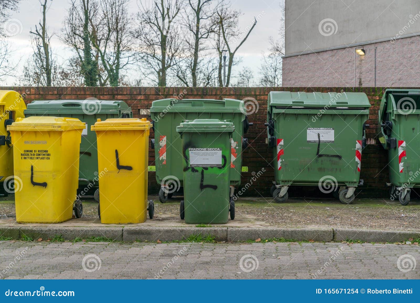 Selective Waste Collection Bins Empty Editorial Stock Image - Image of ...