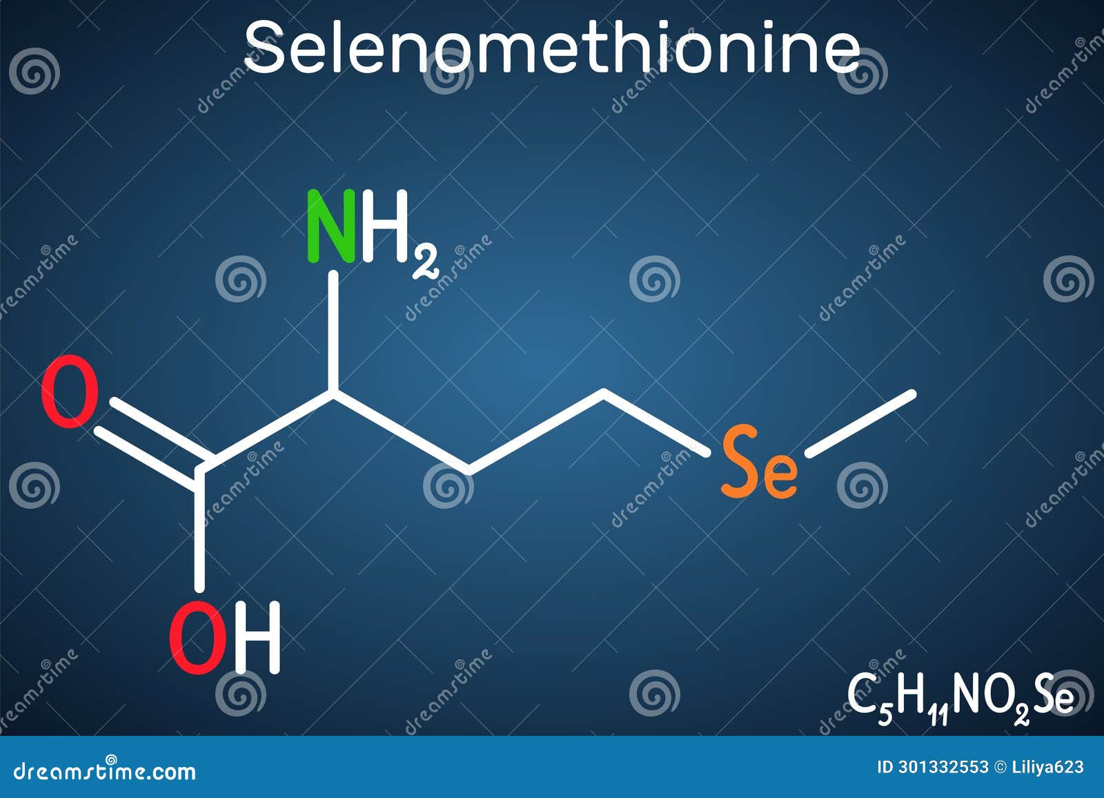 Selenomethionine Molecule It Is Naturally Occurring Amino Acid Structural Chemical Formula And