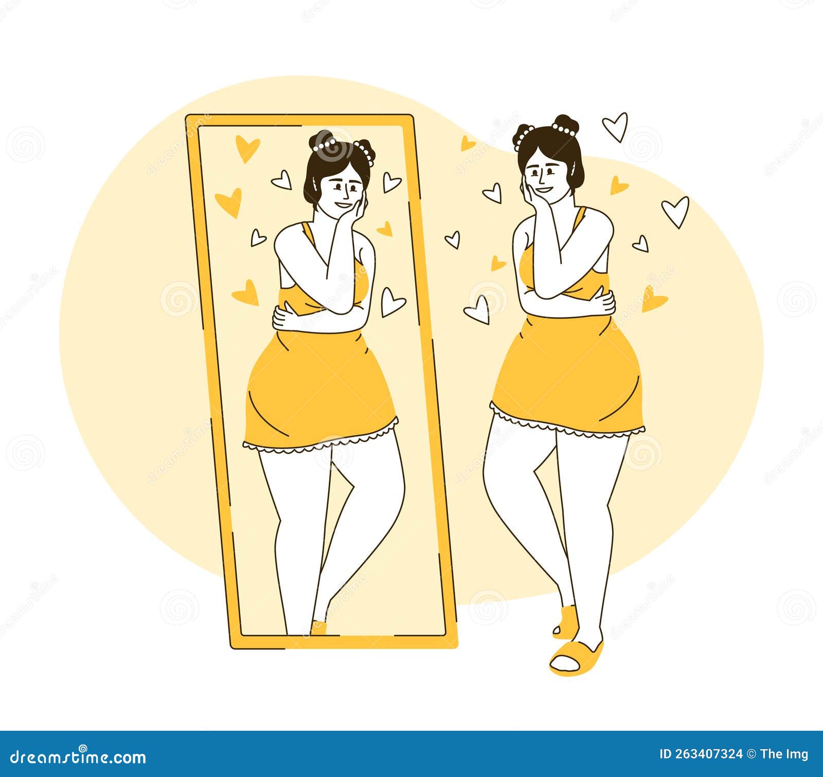 Self Acceptance 2D Vector Isolated Linear Illustration Stock Vector ...