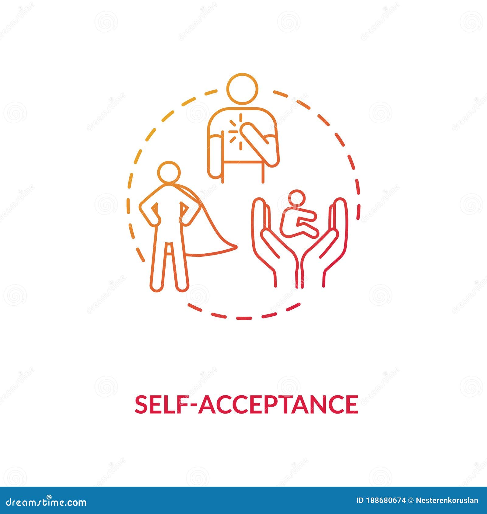 Self Acceptance Red Gradient Concept Icon Stock Vector Illustration