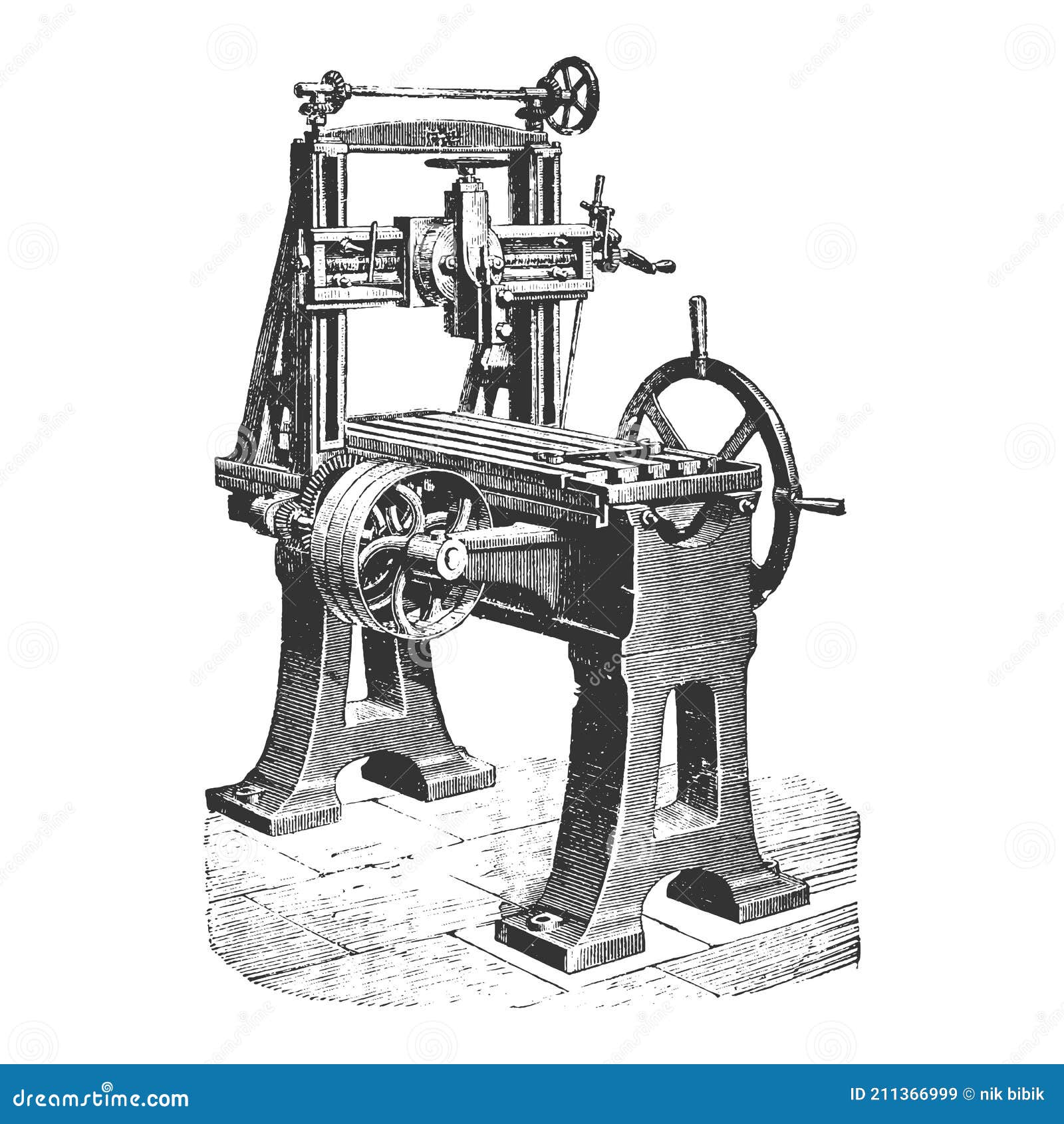 Self Acting Planer. Steam Power. Engineers Tool. Stock Vector ...