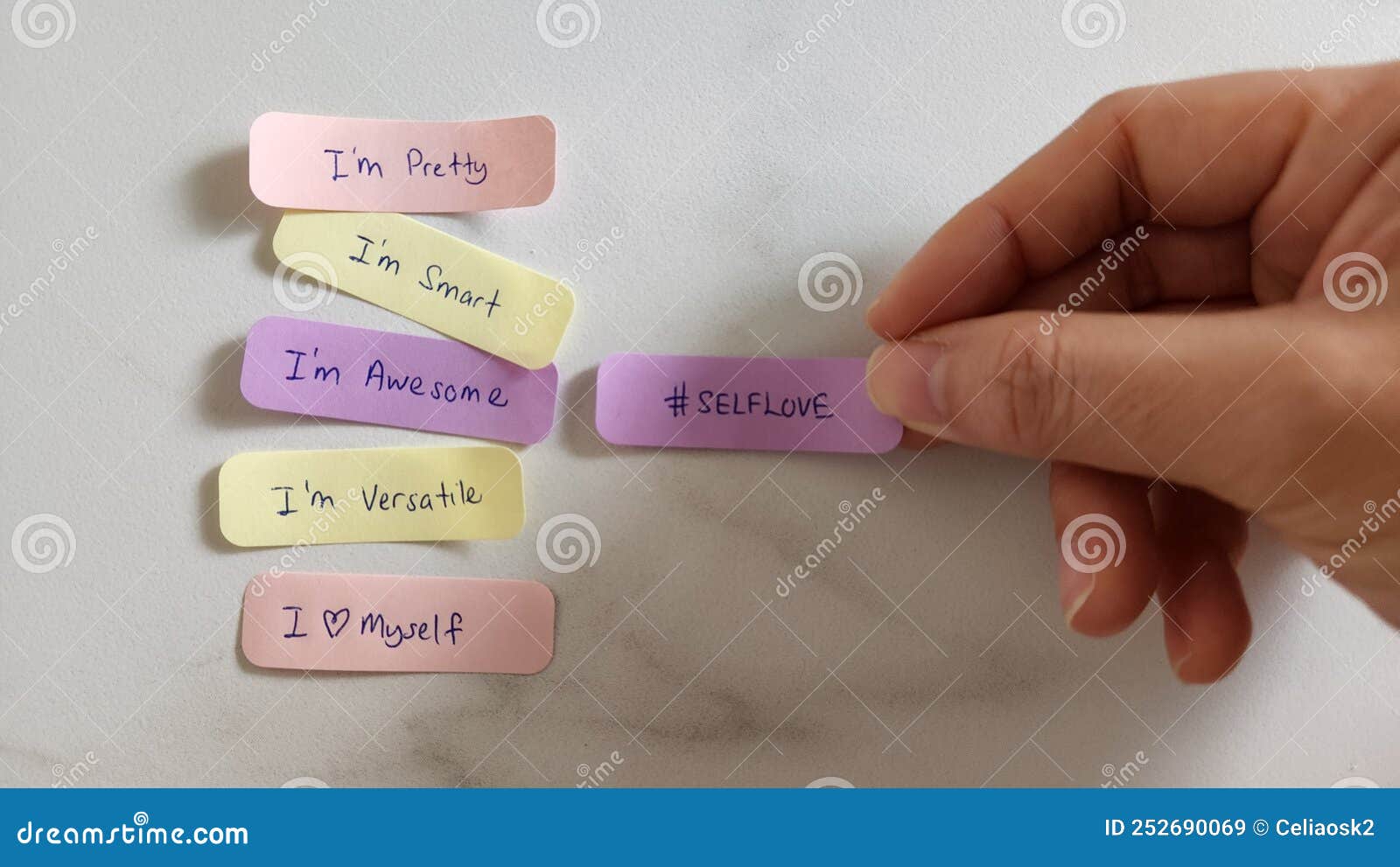 Daily Self Affirmation Notes. Self Care and Love Concept Stock Image ...