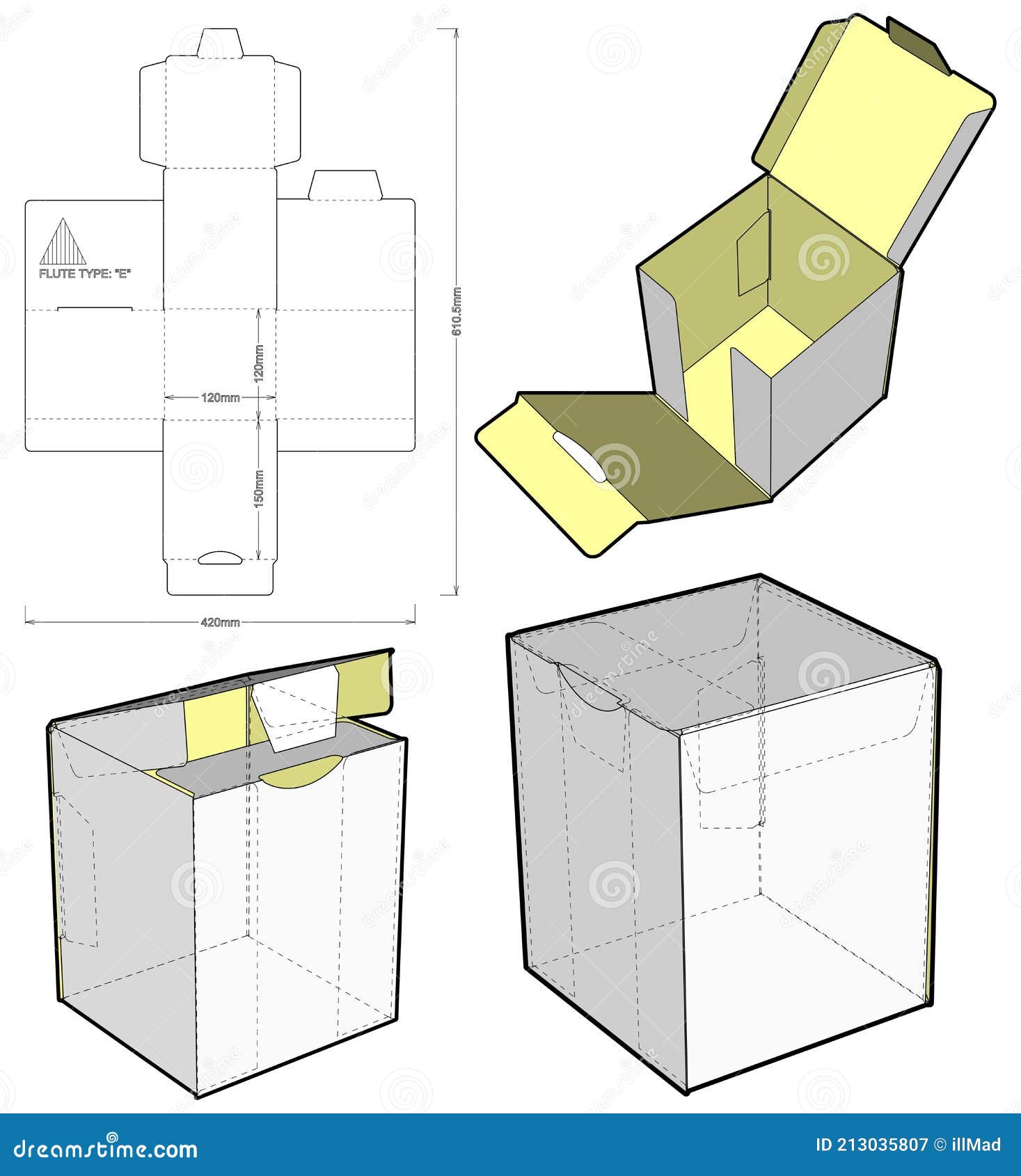 Self-assembling Folding Box. Stock Vector - Illustration of cutting ...