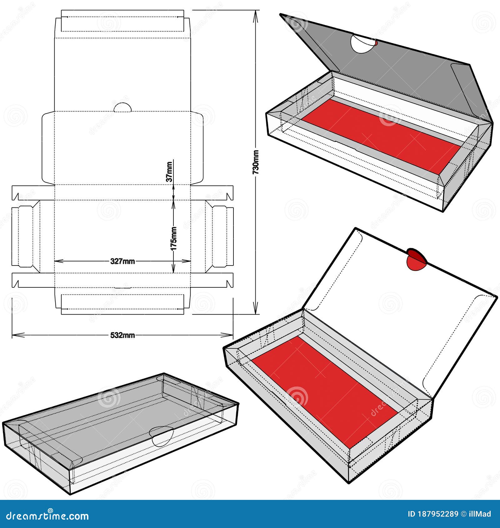 Self Assembly Box and Die-cut Pattern. Stock Vector - Illustration of ...