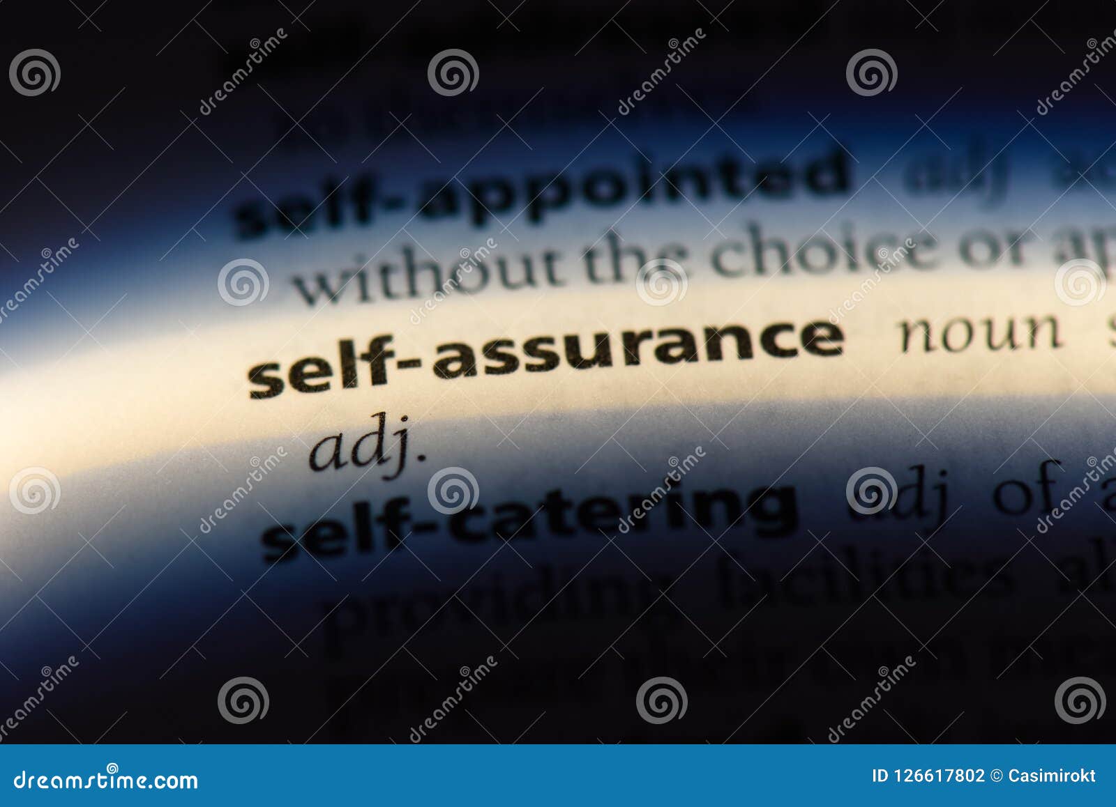 Self assurance stock photo. Image of english, page, closeup - 126617802