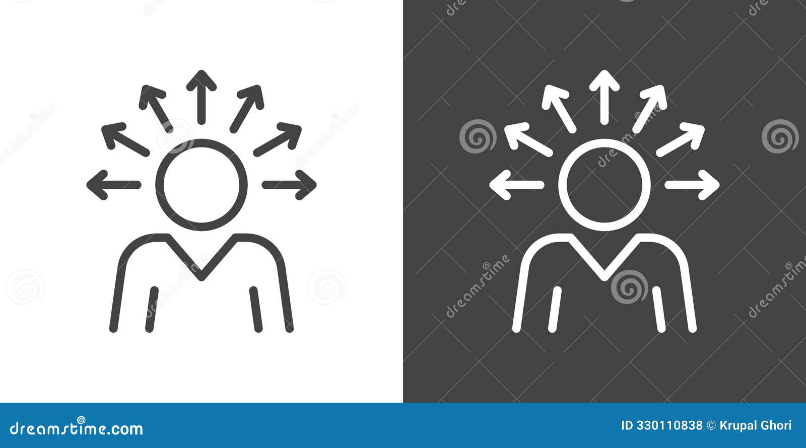 Self Awareness Icon Flat Vector Set Outline Stock Illustration ...
