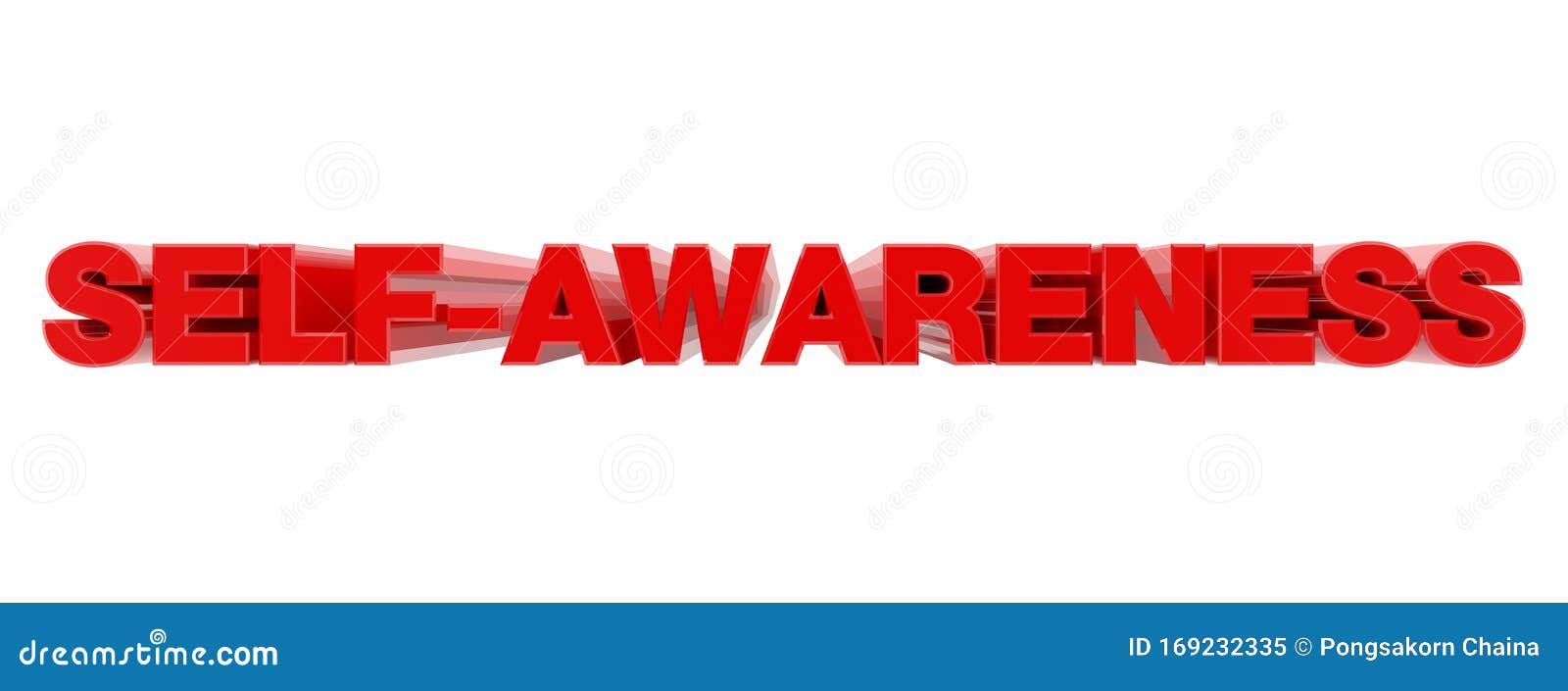 SELF-AWARENESS Red Word on White Background Illustration 3D Rendering ...