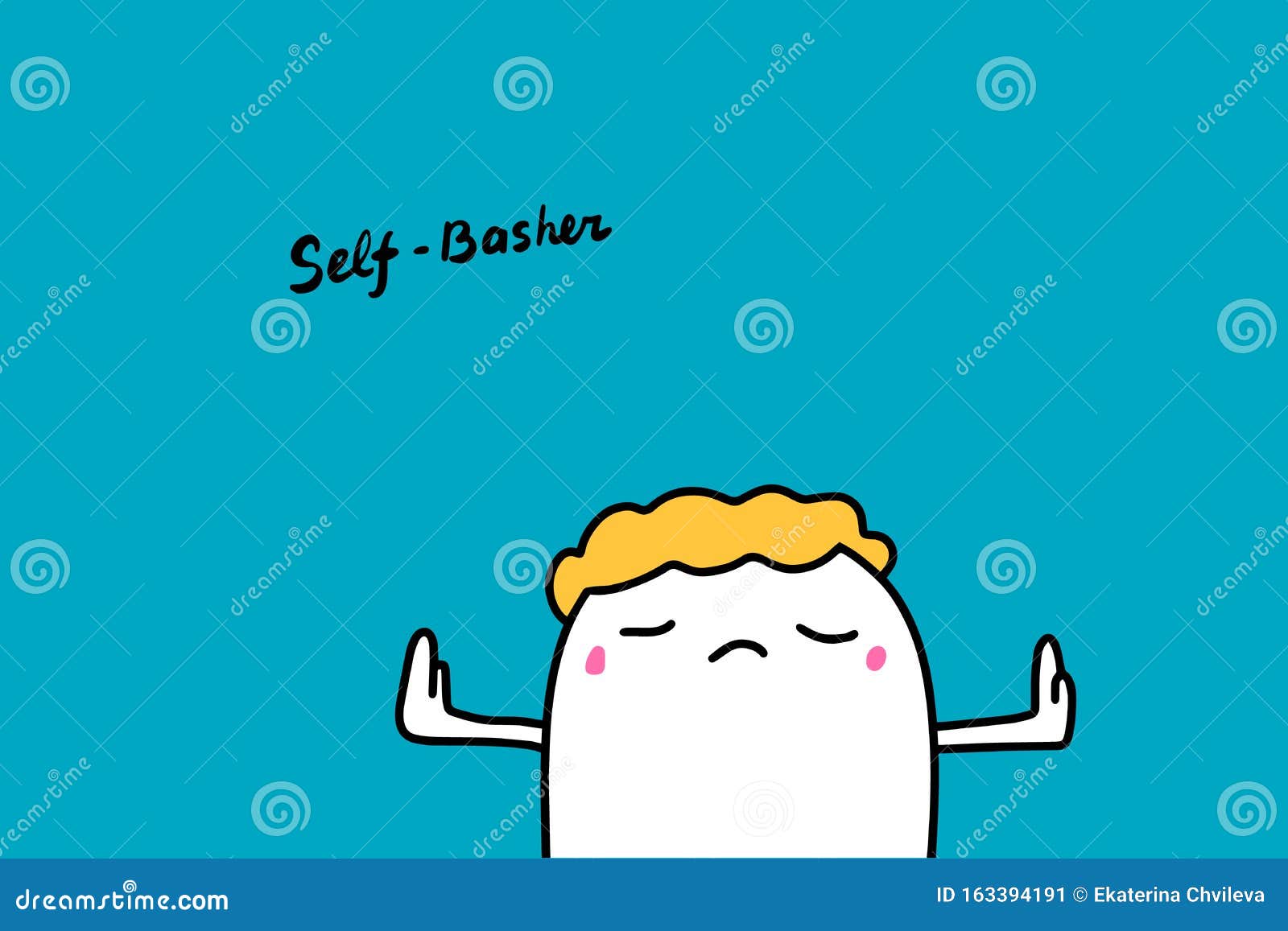 Self Basher Hand Drawn Vector Illustration with Cartoon Comic Man ...