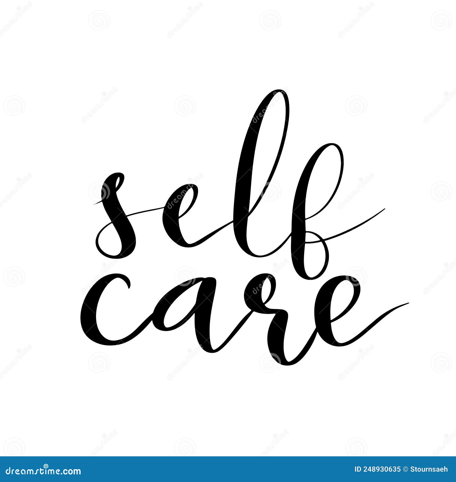 Self Care Hand Drawn Lettering Design with Flowers and Heart Hand ...