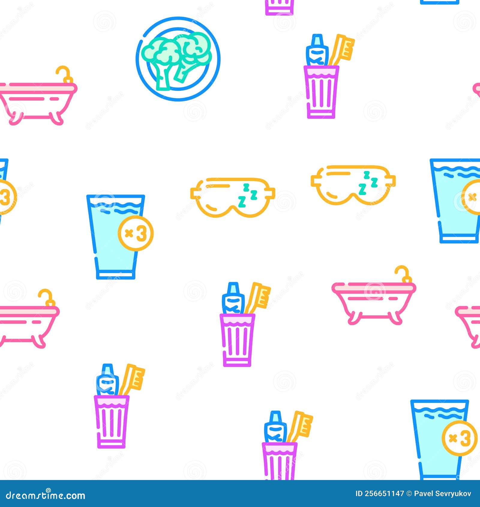 Self Care Procedure and Life Task Vector Seamless Pattern Stock ...