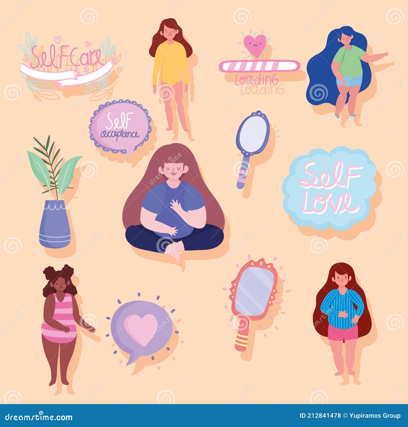 Self care set stock vector. Illustration of girls, positive - 212841478