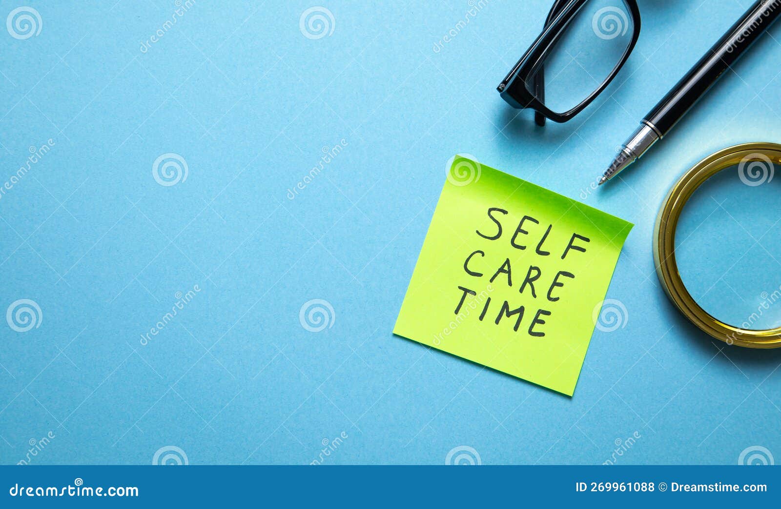 Self Care Time on Sticky Note with a Pen Stock Photo - Image of concept ...