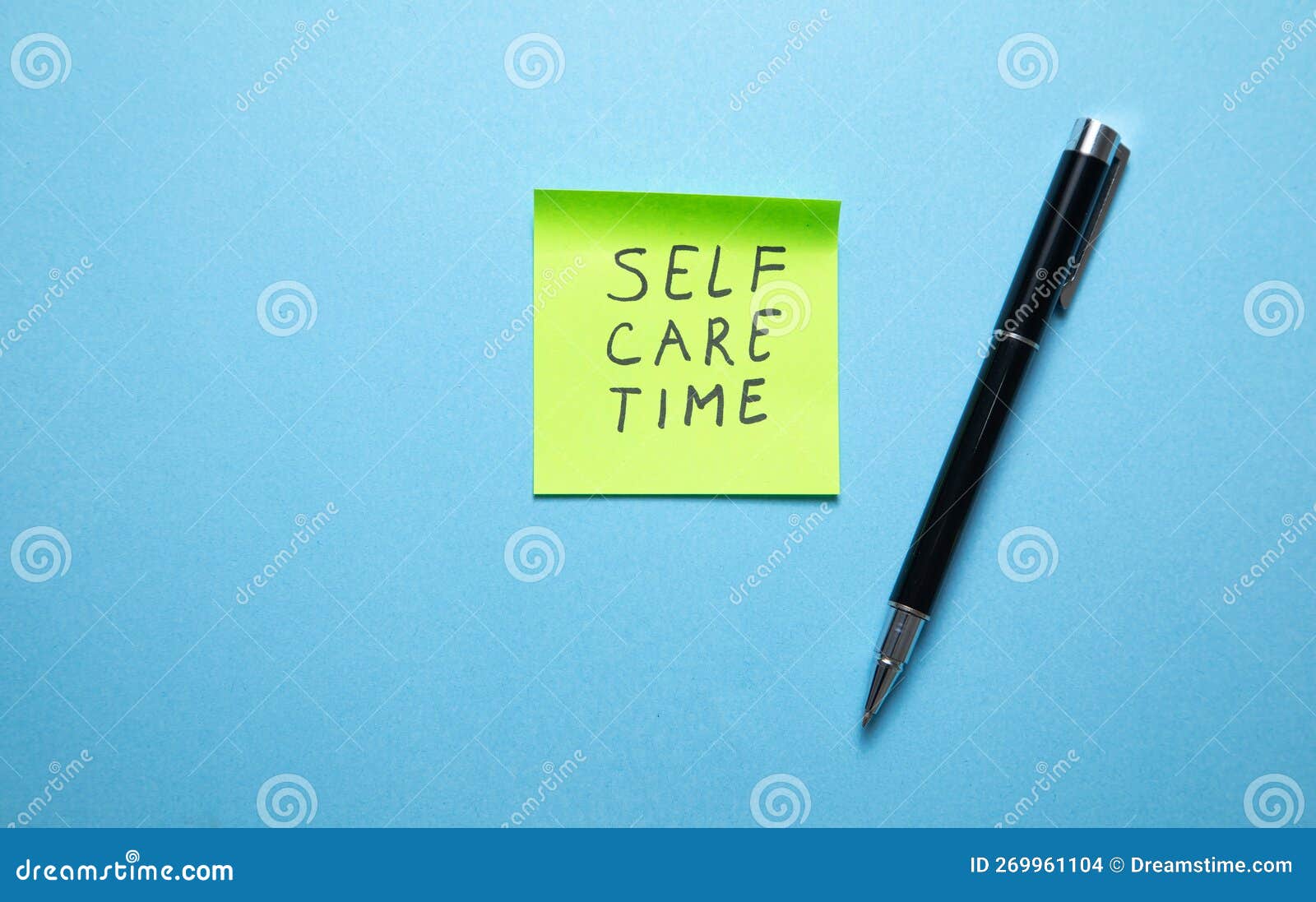 Self Care Time on Sticky Note with a Pen Stock Photo - Image of concept ...