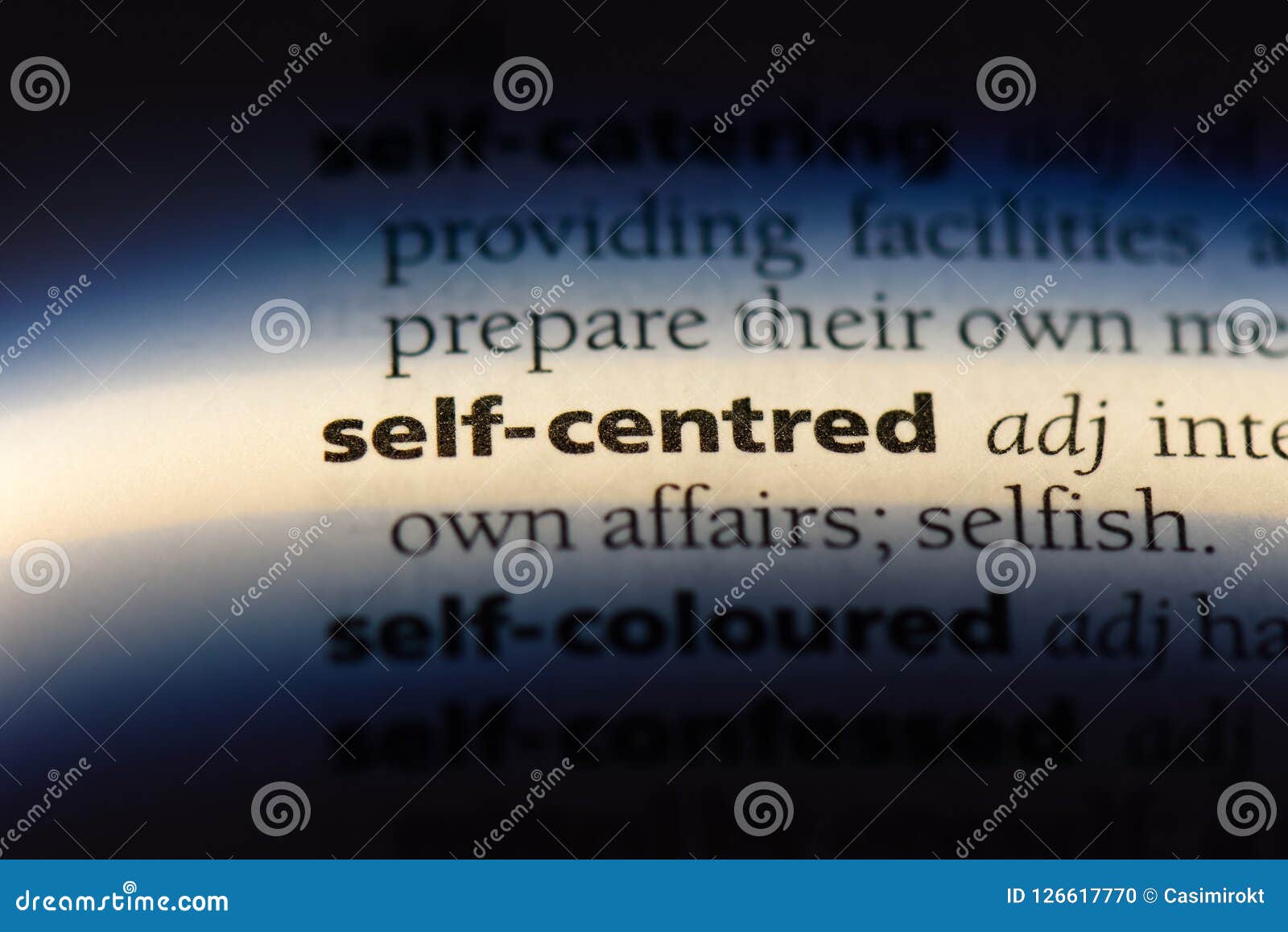 Self centred stock photo. Image of text, definition - 126617770