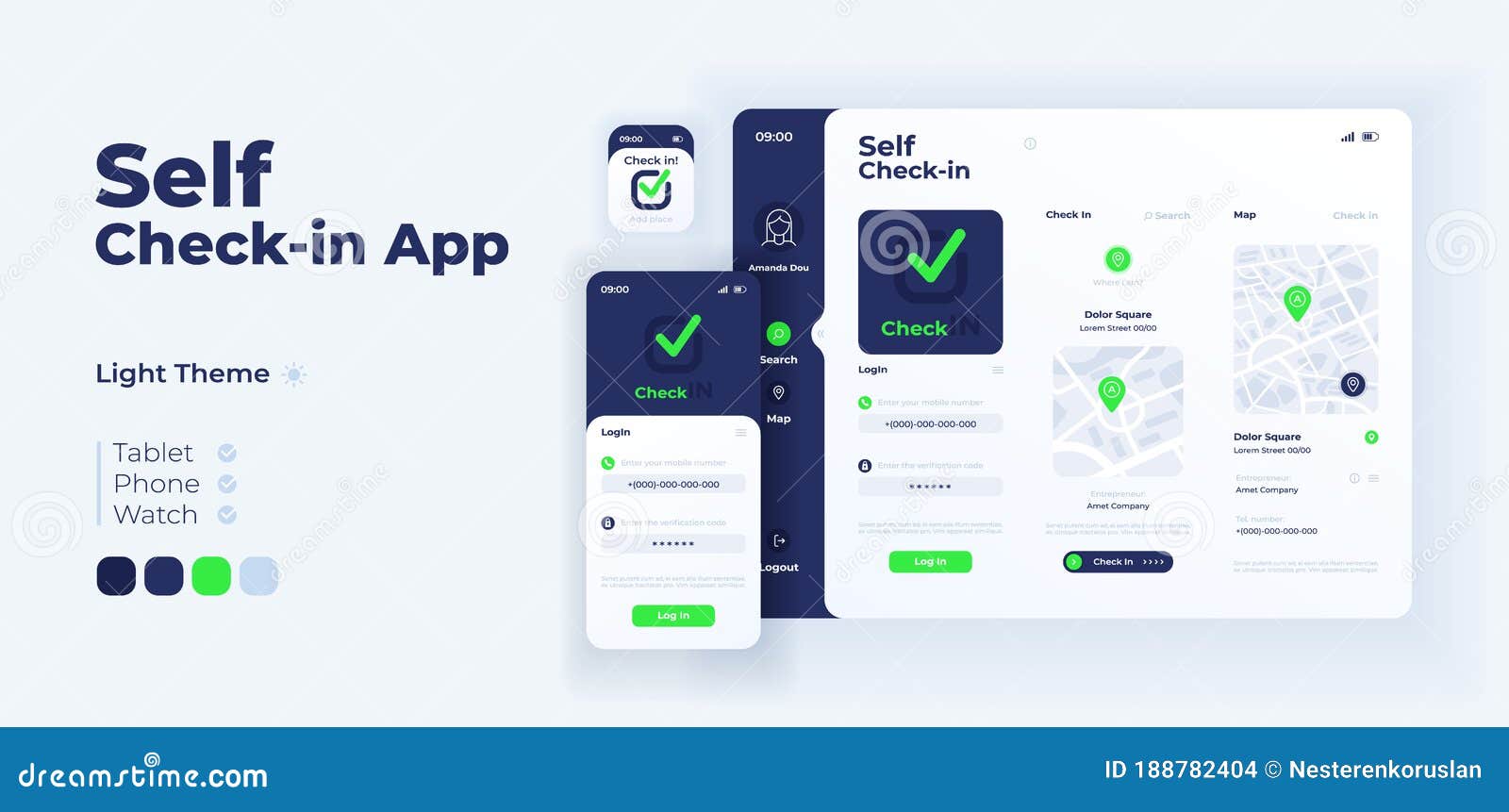 Self Check in App Screen Vector Adaptive Design Template Stock Vector ...