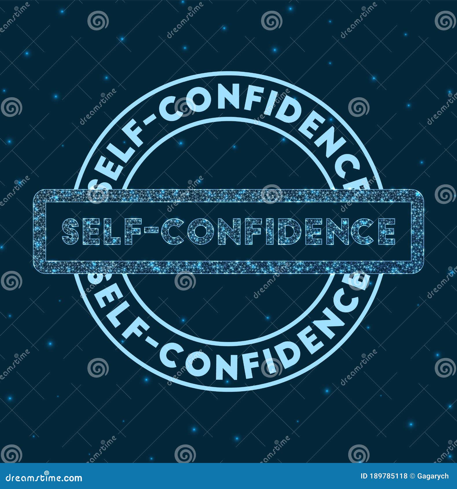 Self-confidence. Glowing Round Badge Stock Vector - Illustration of ...