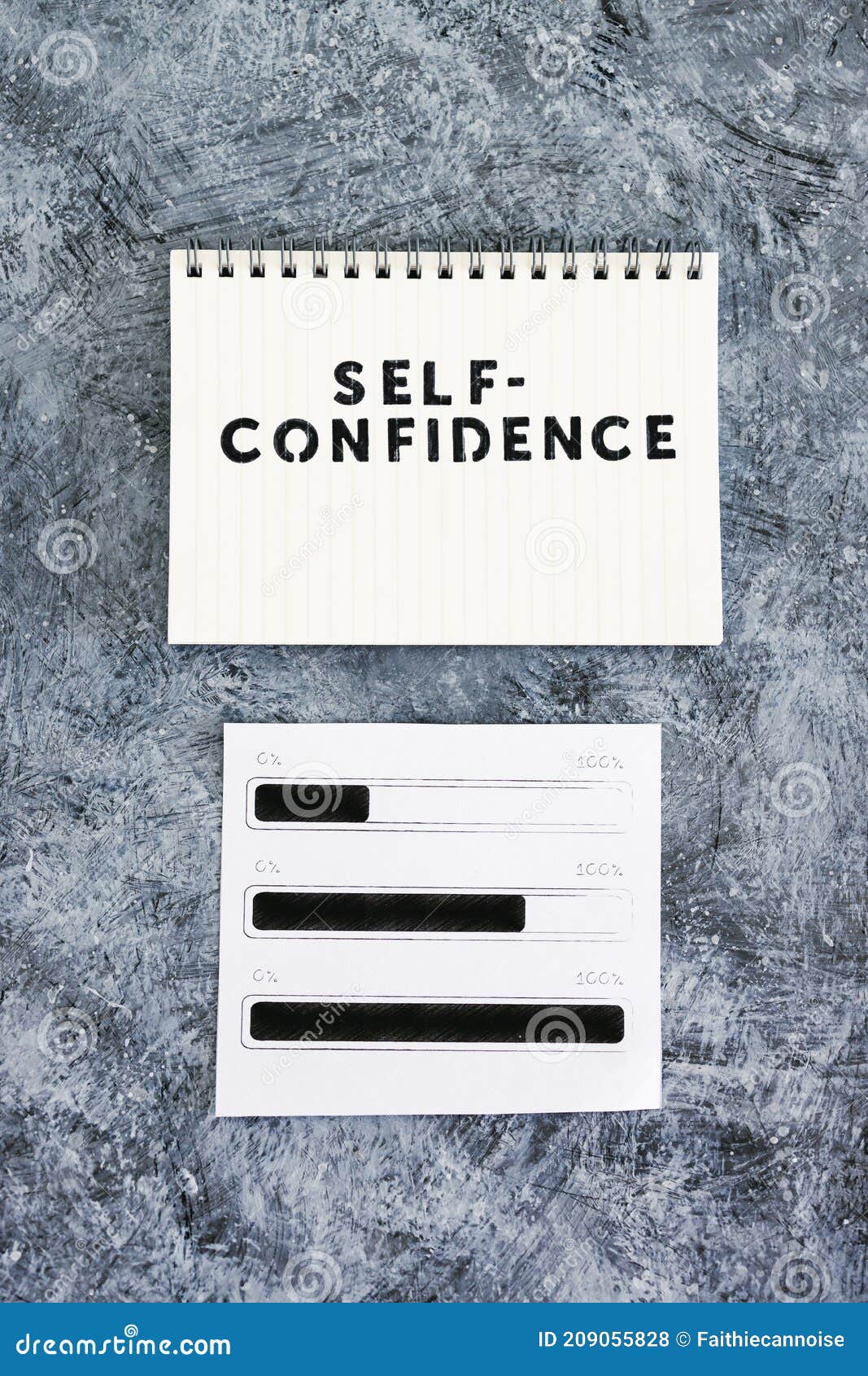 Self-confidence Text on Notepad Next To Group of Progress Bars Loading ...