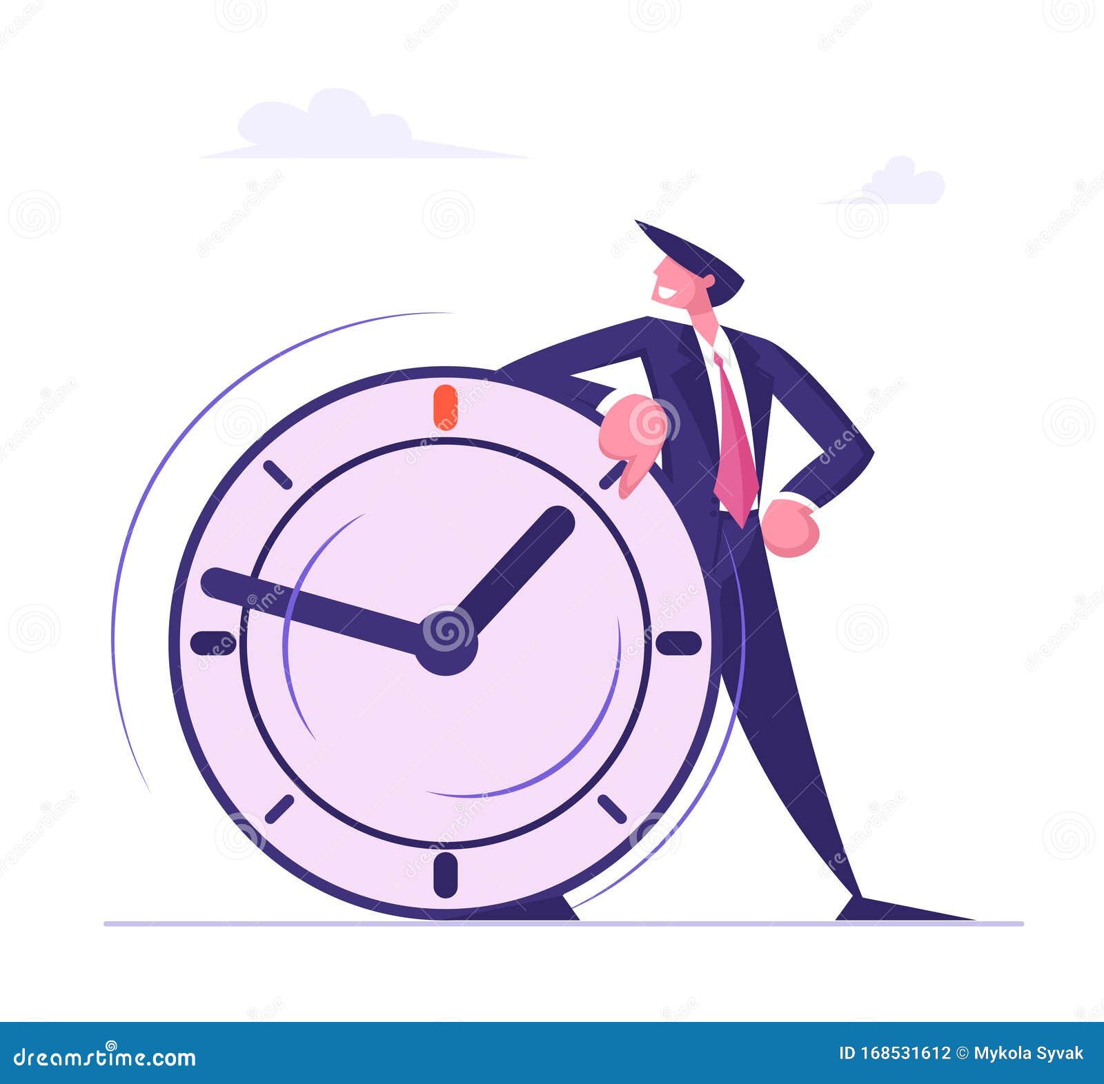 Self Confident Businessman Leaning on Huge Clock. Deadline, Time ...