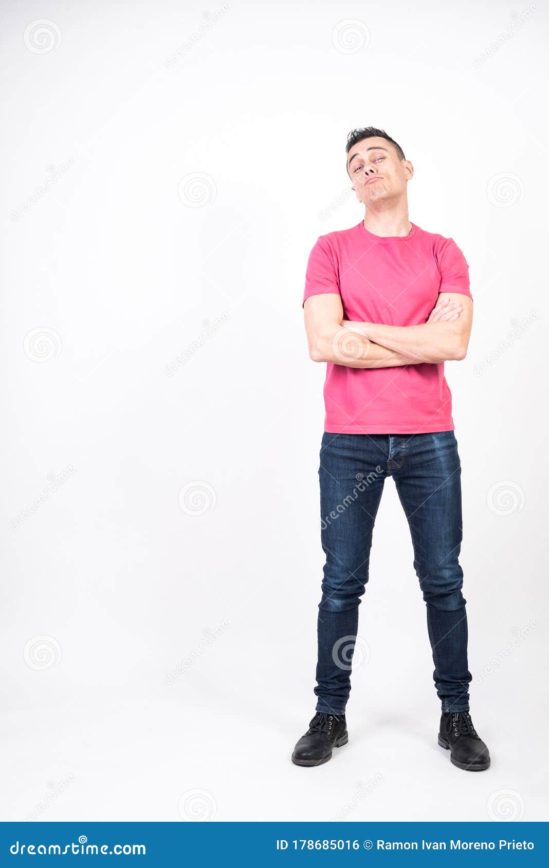 Self-confident man stock photo. Image of tshirt, caucasian - 178685016