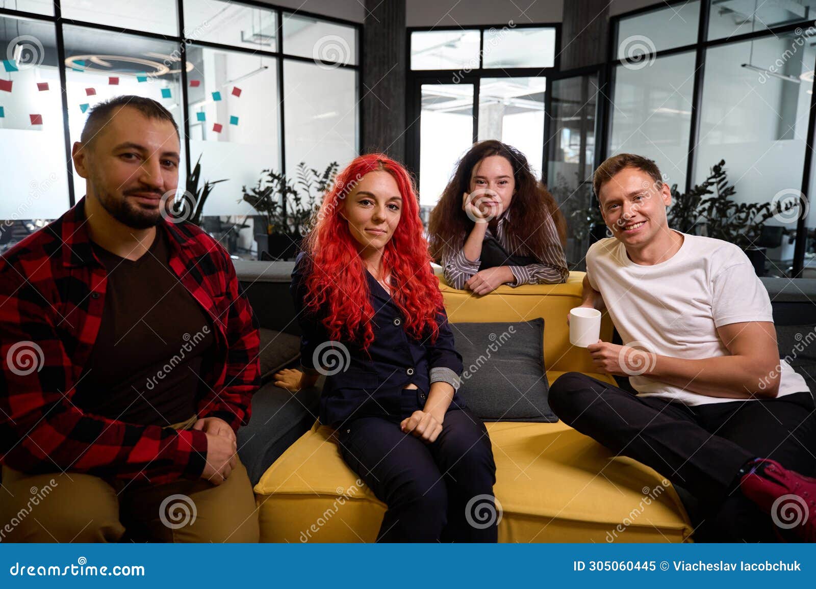 Self Confident Software Developers Sitting on Cozy Couches in Lounge ...