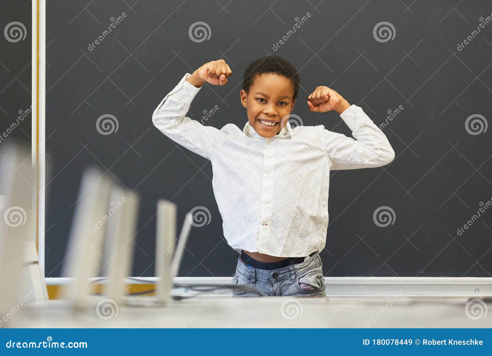 Self-confident Student Posing As a Winner Stock Image - Image of ...