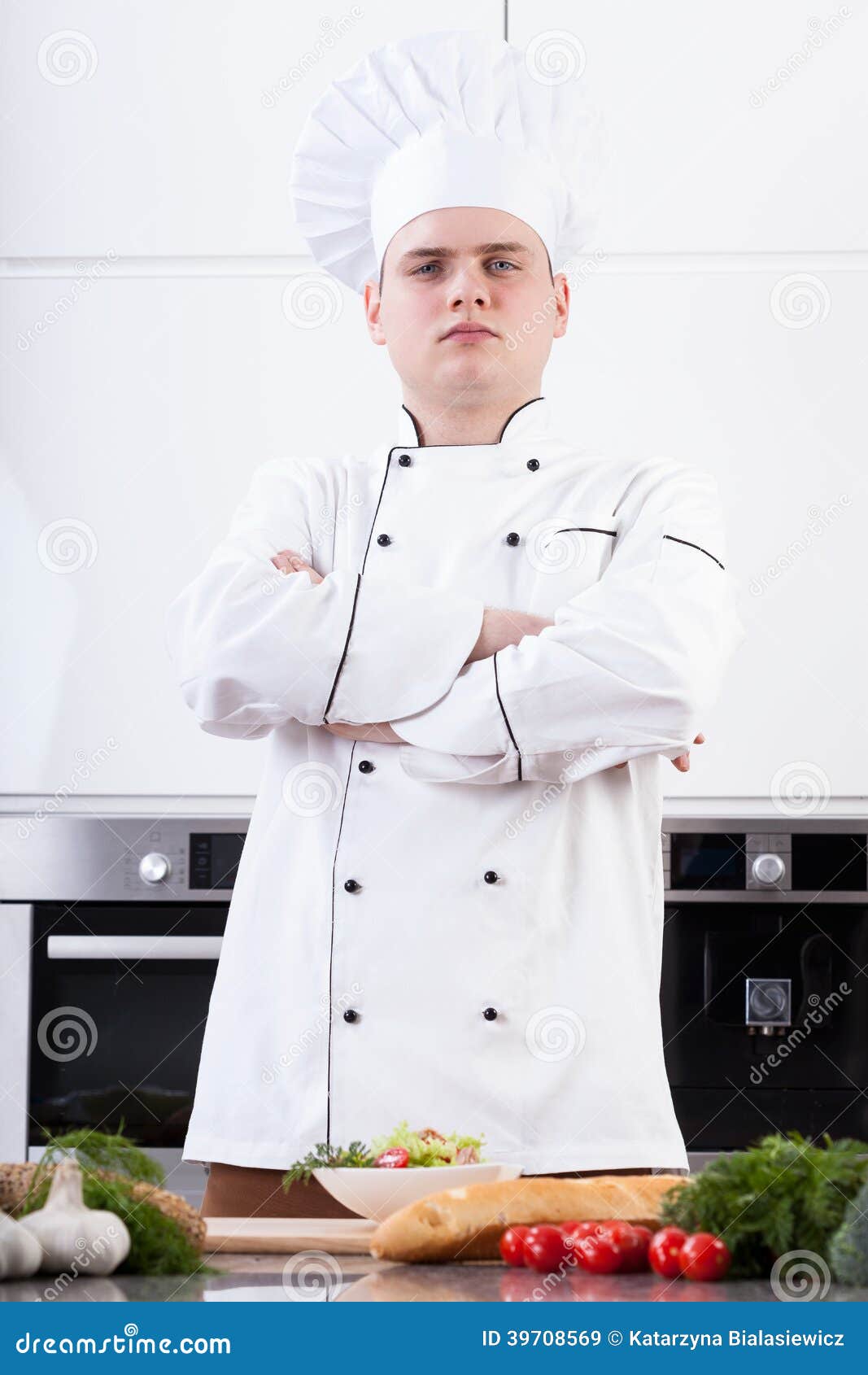 Self-confident young cook stock image. Image of bread - 39708569