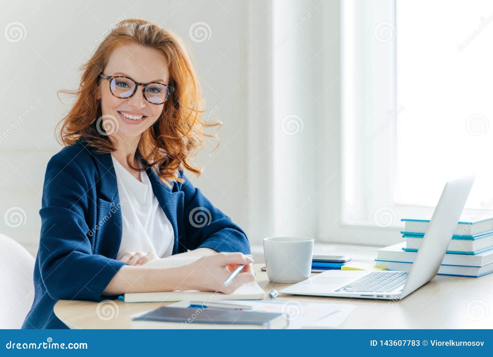 Self Confident Young Female Director Plans Work Process, Writes Main ...