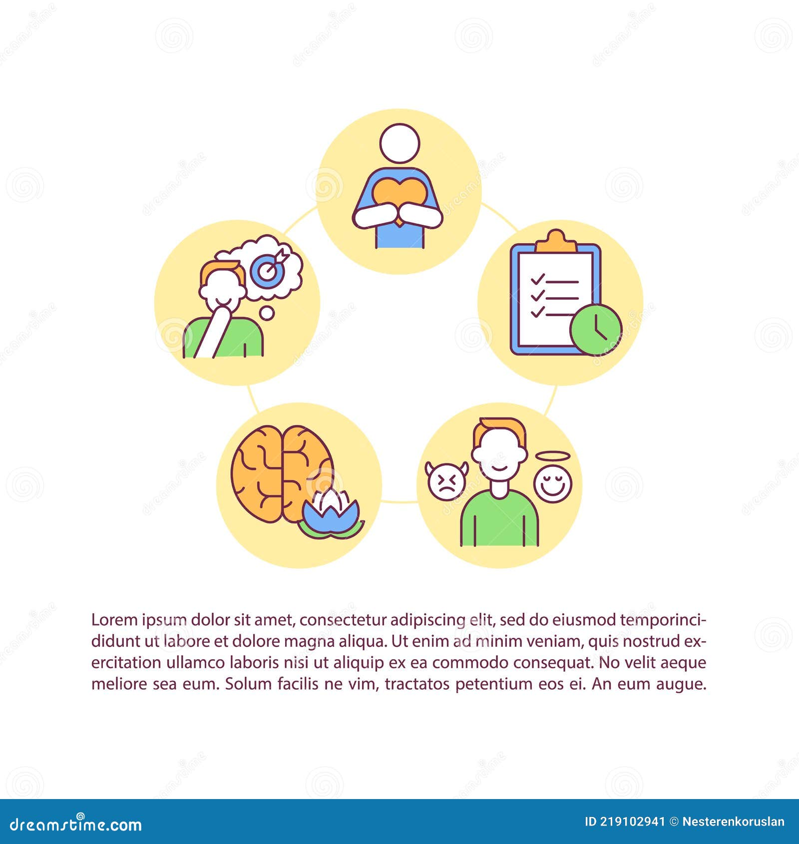 Self Control Concept Line Icons with Text Stock Vector - Illustration ...