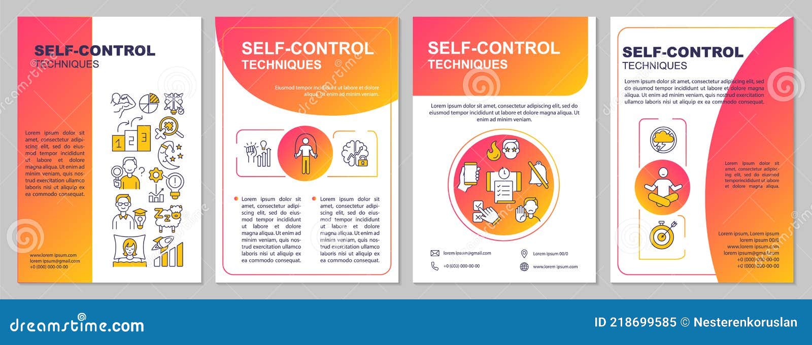 Self Control Techniques Brochure Template Stock Vector - Illustration ...