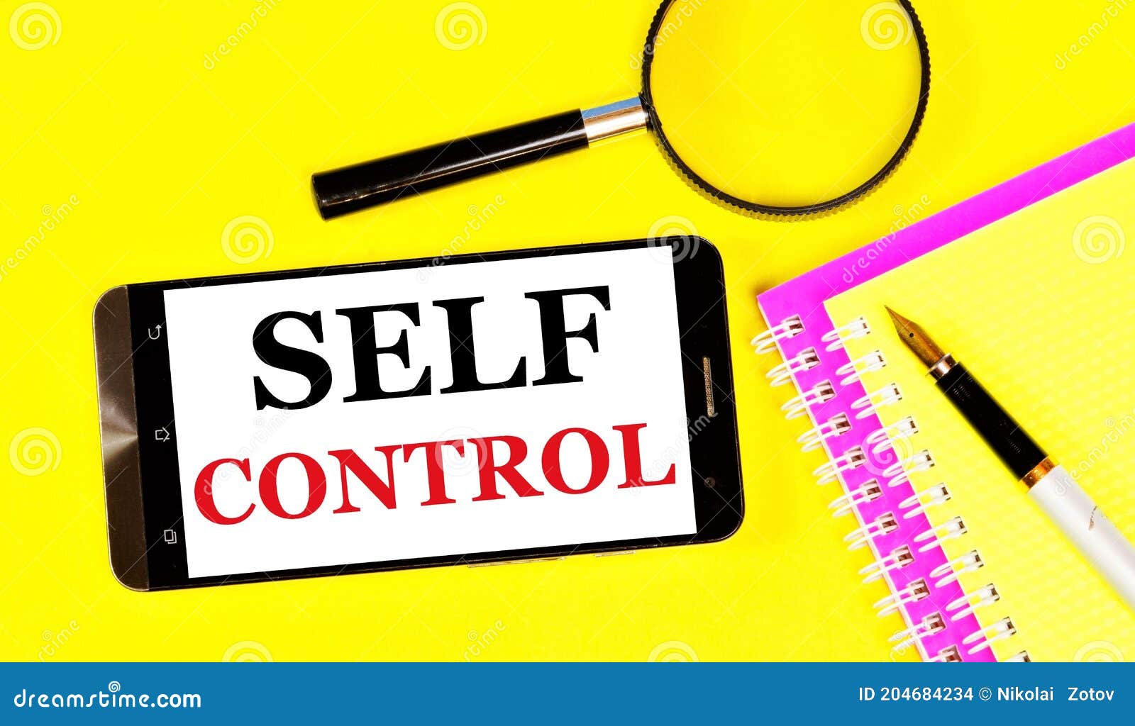 Self-control. Text Message on the Smartphone Screen Stock Photo - Image ...