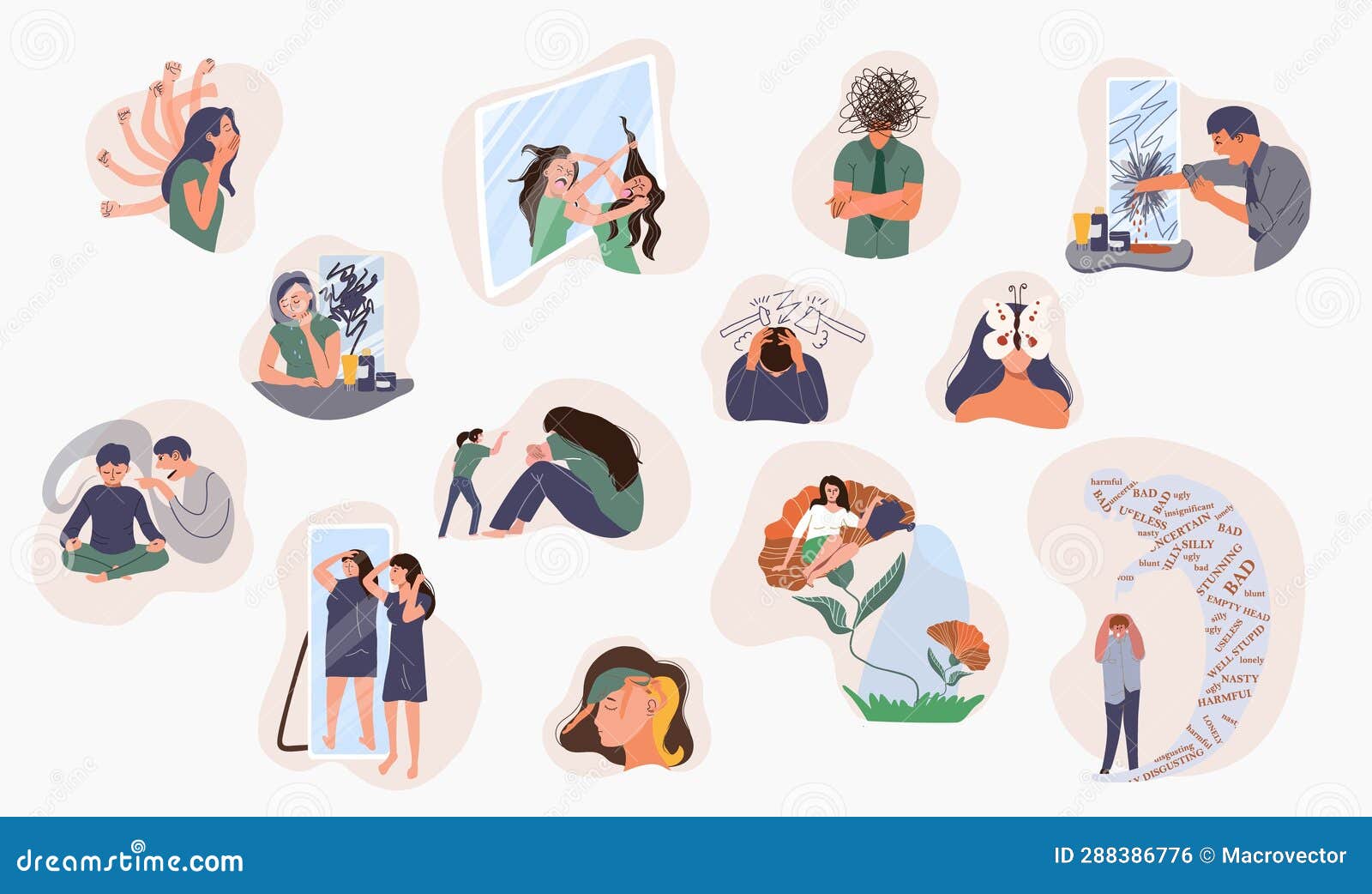 Self Criticism Set stock illustration. Illustration of anxiety - 288386776