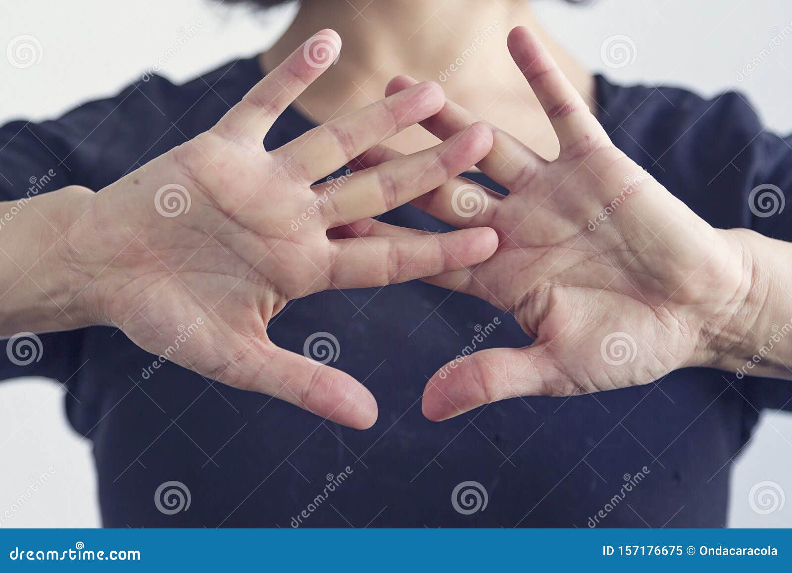 Self defense gesture stock image. Image of person, deny - 157176675