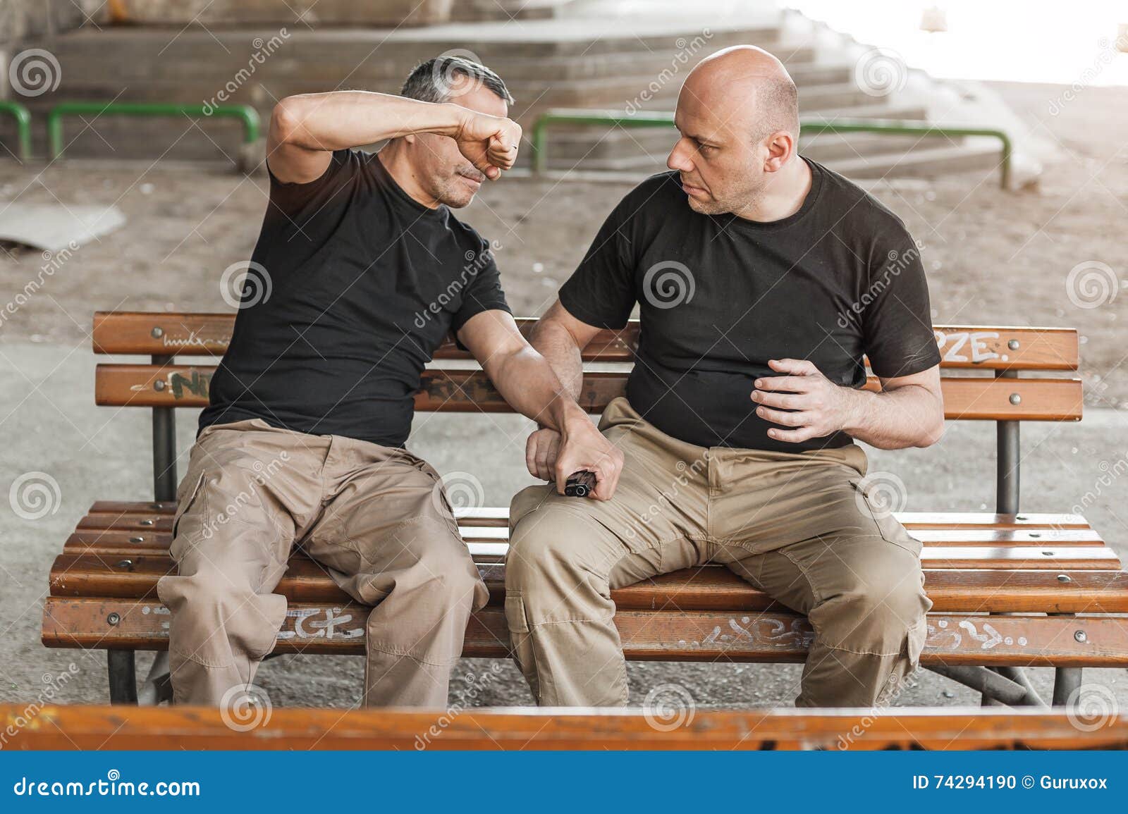 Self Defense Techniques Against a Gun Stock Photo - Image of outdoors ...