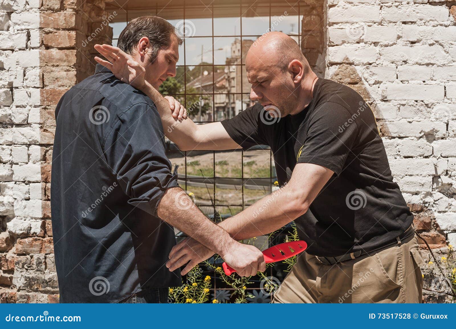 Self Defense Techniques Against a Knife Attack Stock Photo - Image of ...