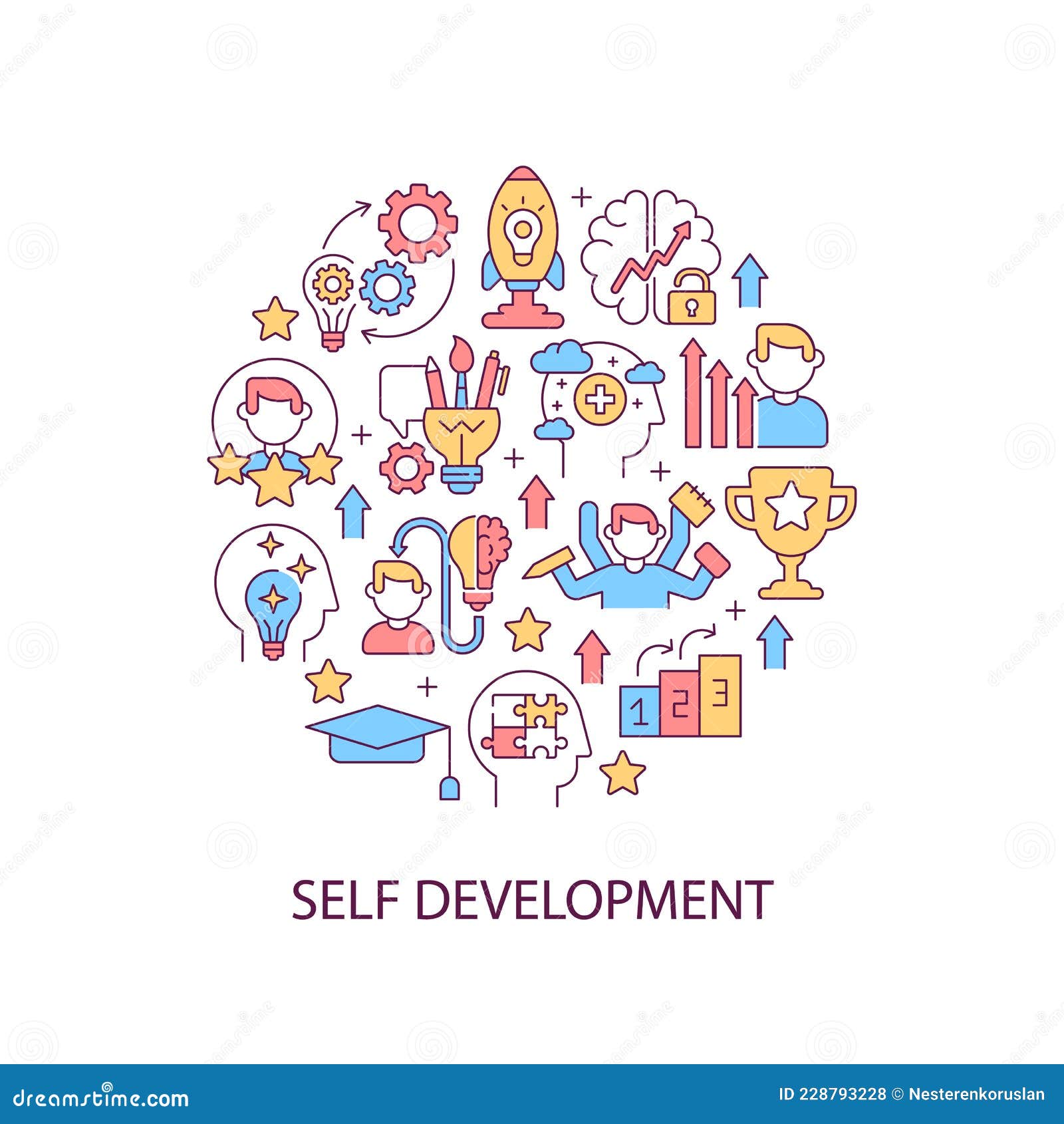Self Development Abstract Color Concept Layout with Headline Stock ...