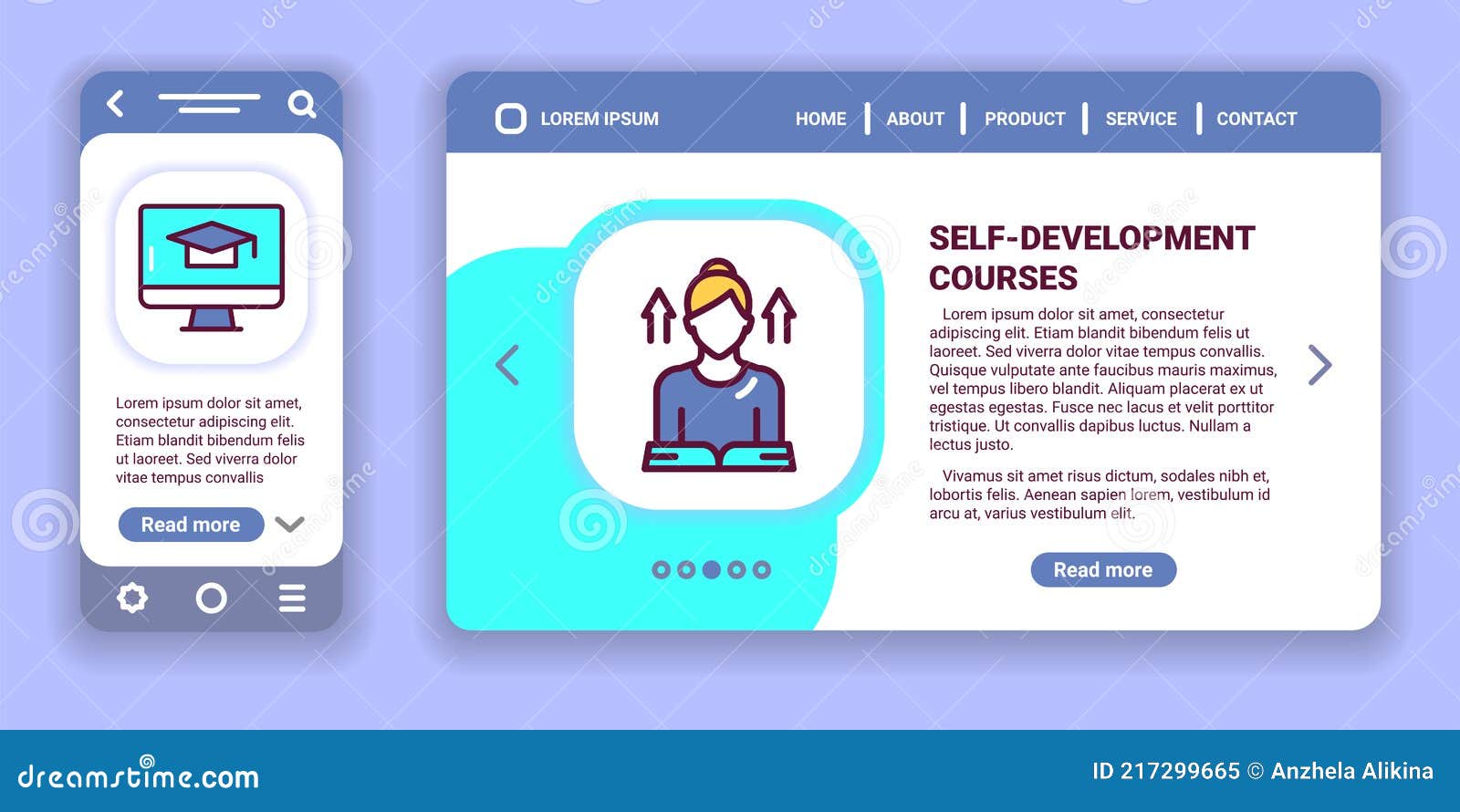 Self-development Courses Web Banner and Mobile App Kit. Outline Vector ...