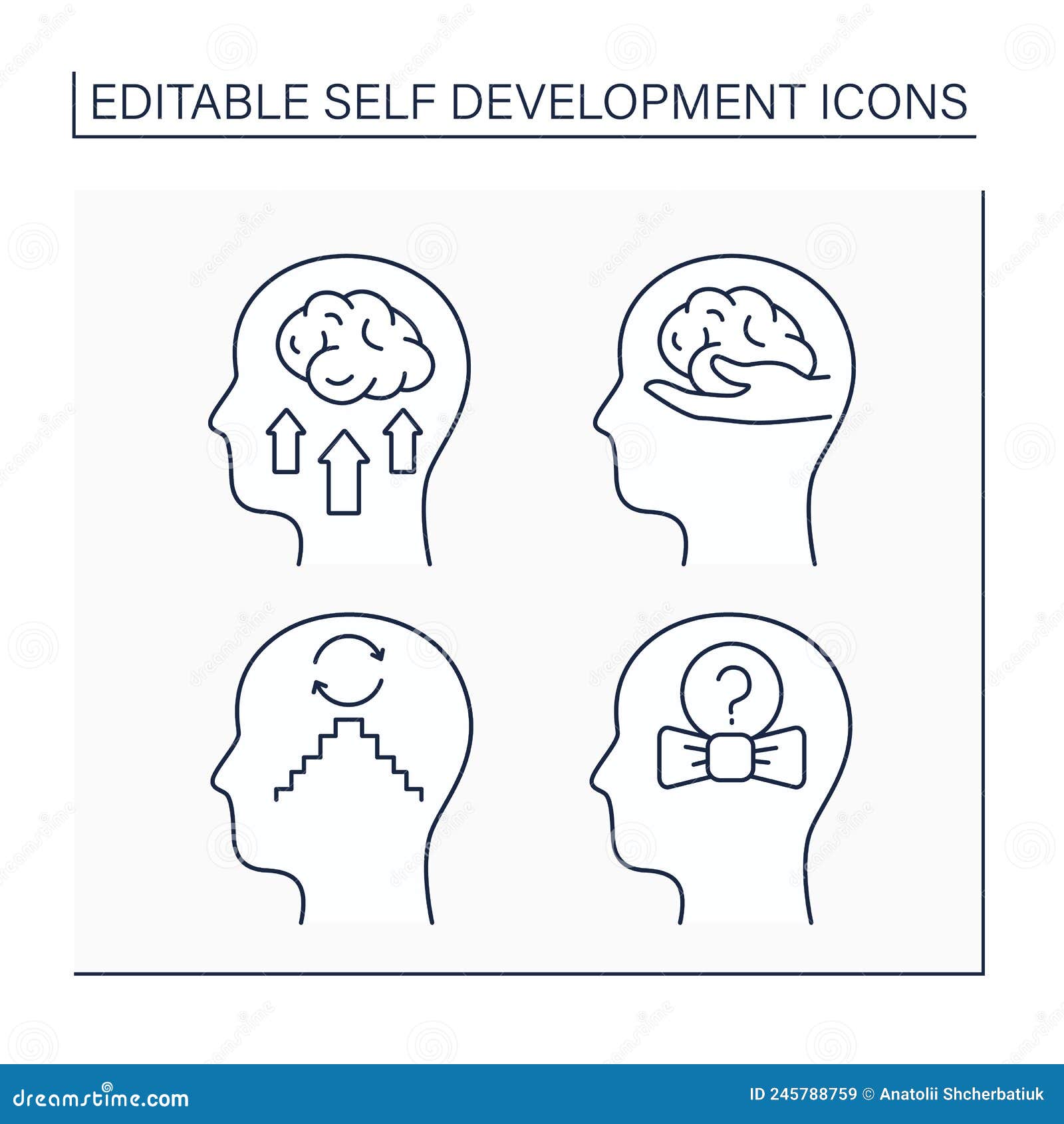 Self-development Line Icons Set Stock Vector - Illustration of icons ...