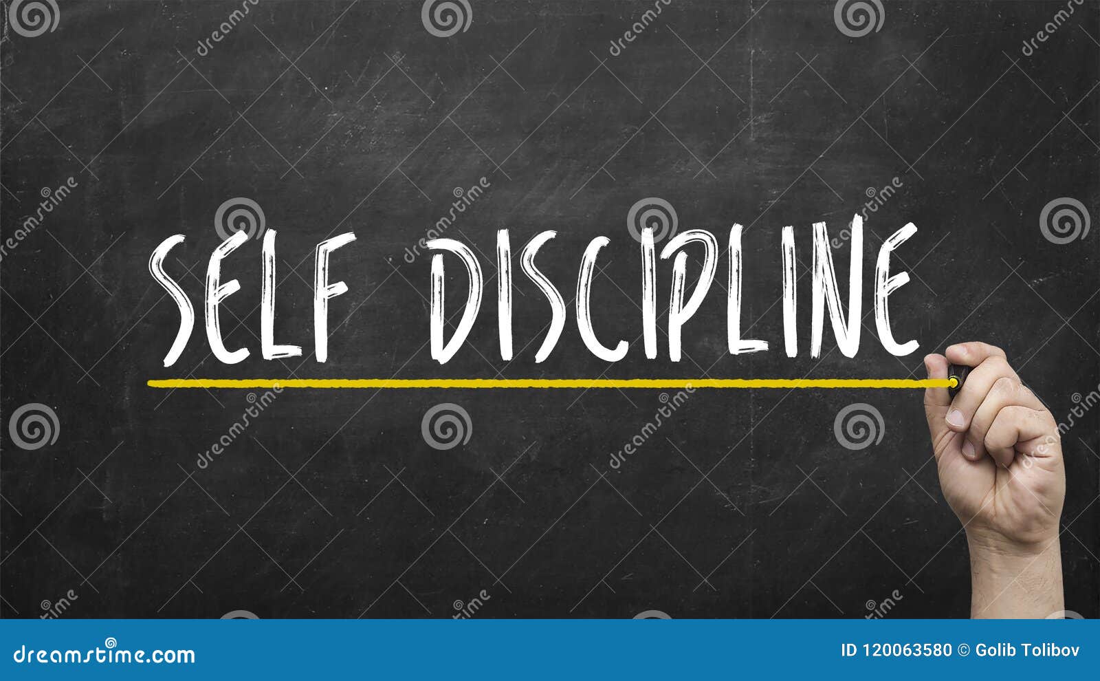 Self Discipline Concept. Hand With Chalk Drawing Rising Arrow ...