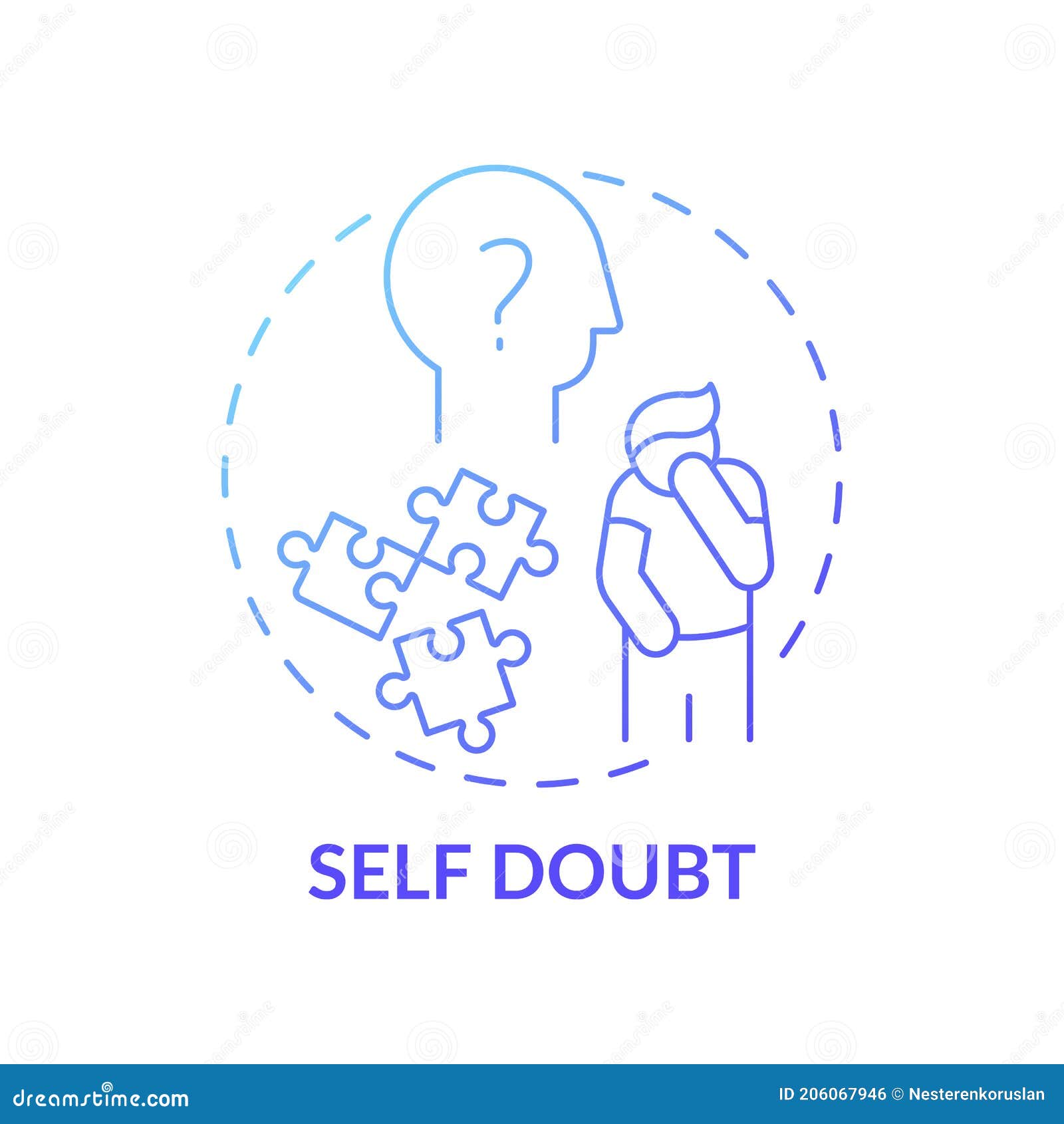 Self-doubt concept icon stock vector. Illustration of circle - 206067946