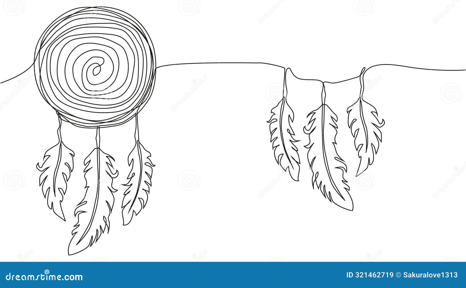 Self Draw Continuous Line Dream Catcher Mystery Symbol Stock Vector ...