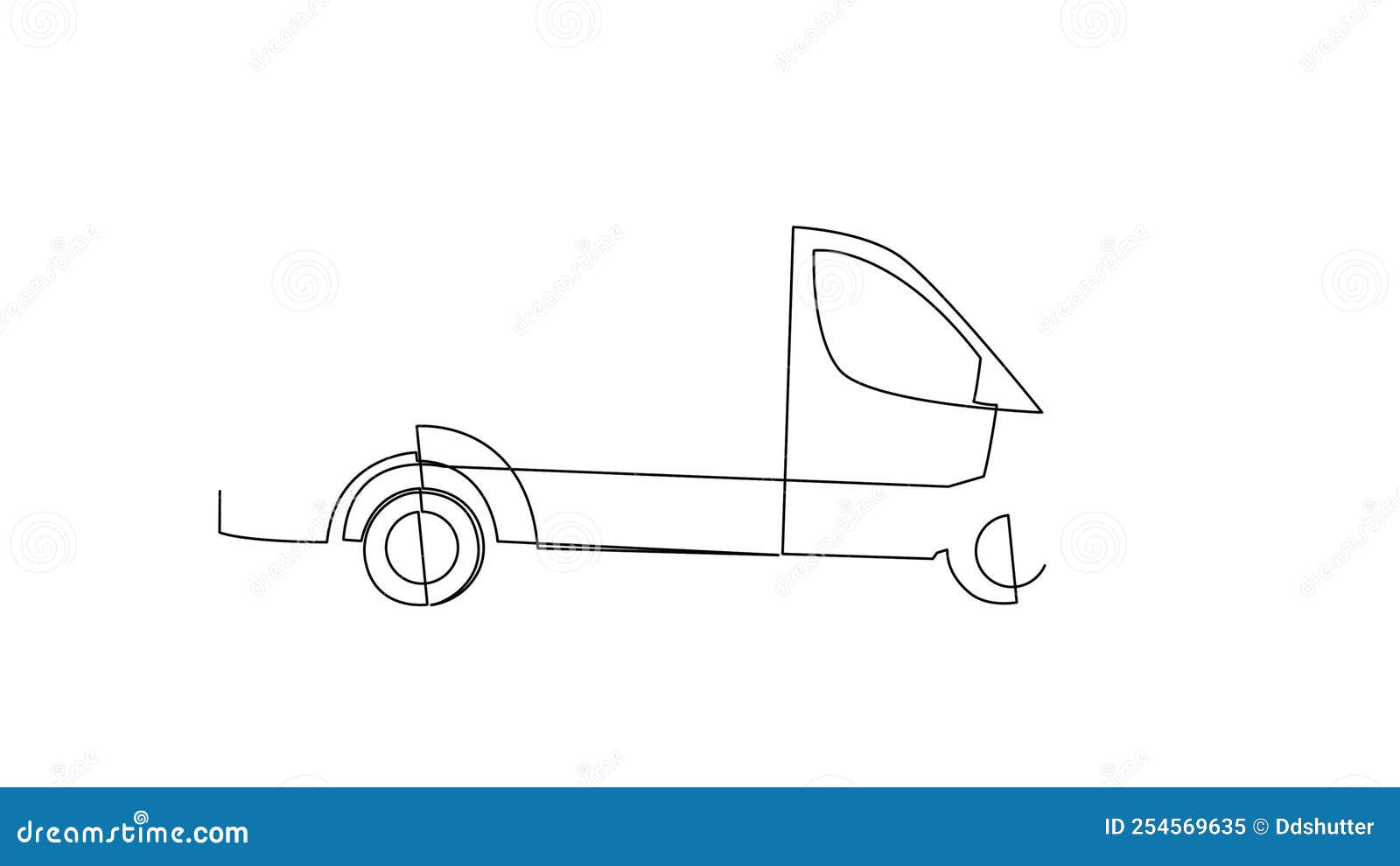Self Drawing Animation of Cargo Van. Continuous One Line Drawing. Stock ...