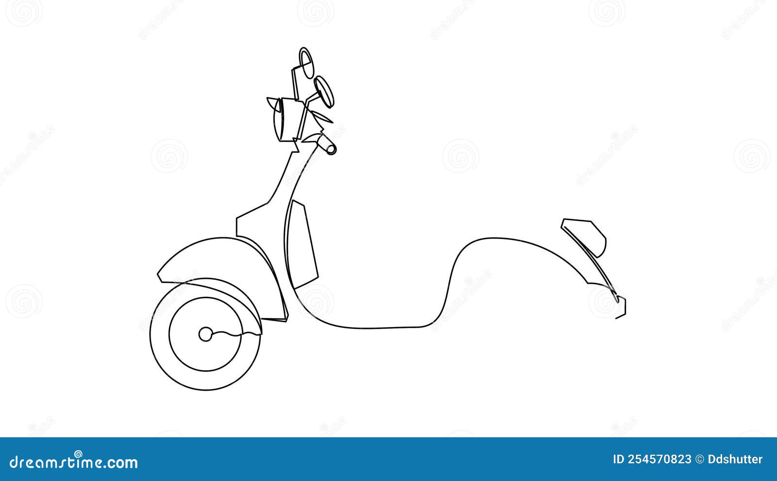 Self Drawing Animation of Classic Scooter Drawn by Continuous One Line ...