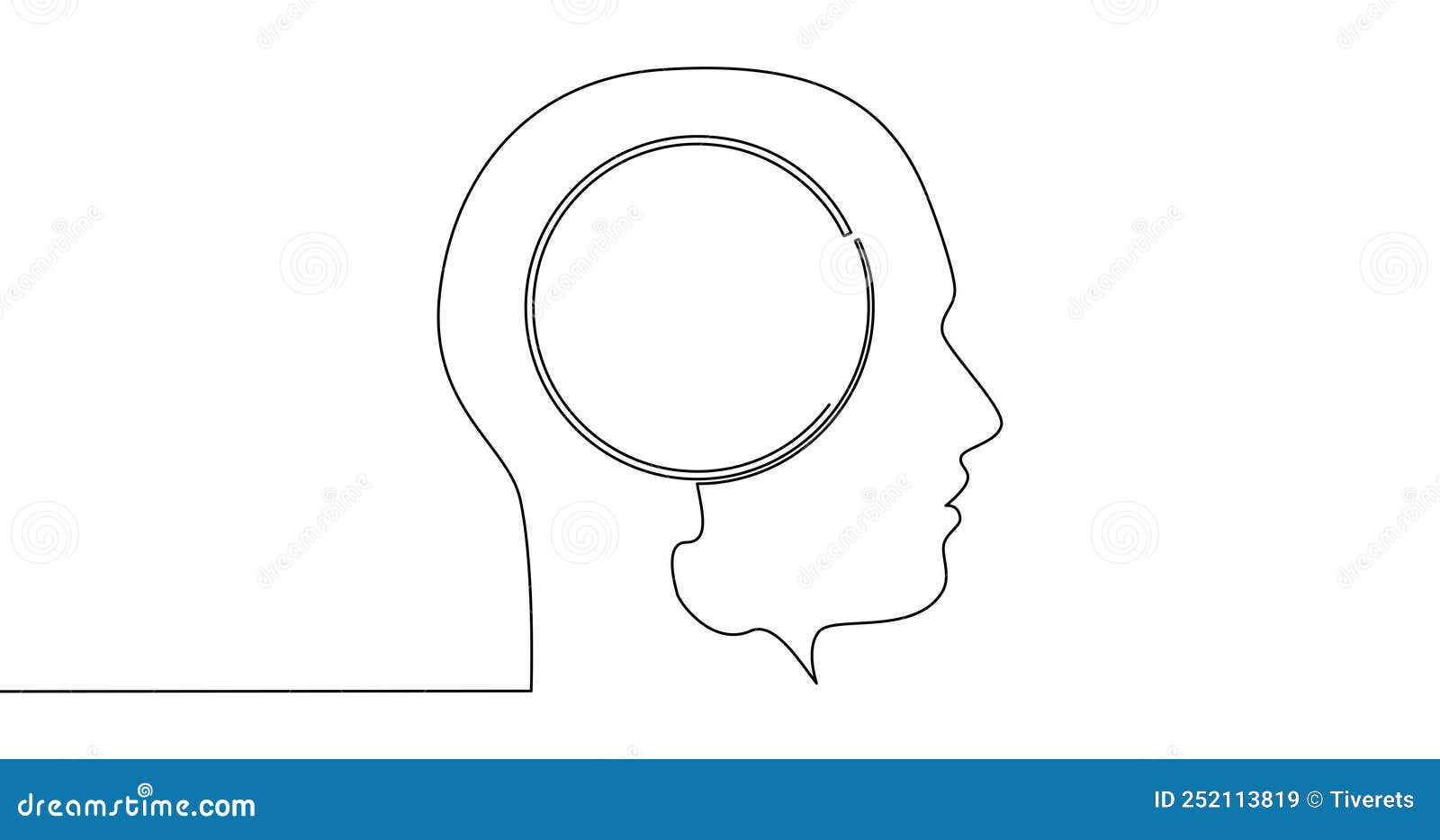 Self Drawing Line Animation Human Head with Clock Continuous Line Drawn ...